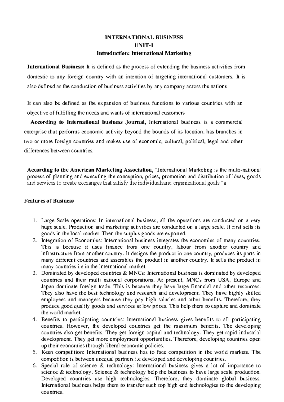 IB Chapter 1 PDF Final - Eueueueueu - INTERNATIONAL BUSINESS UNIT- Introduction: International ...