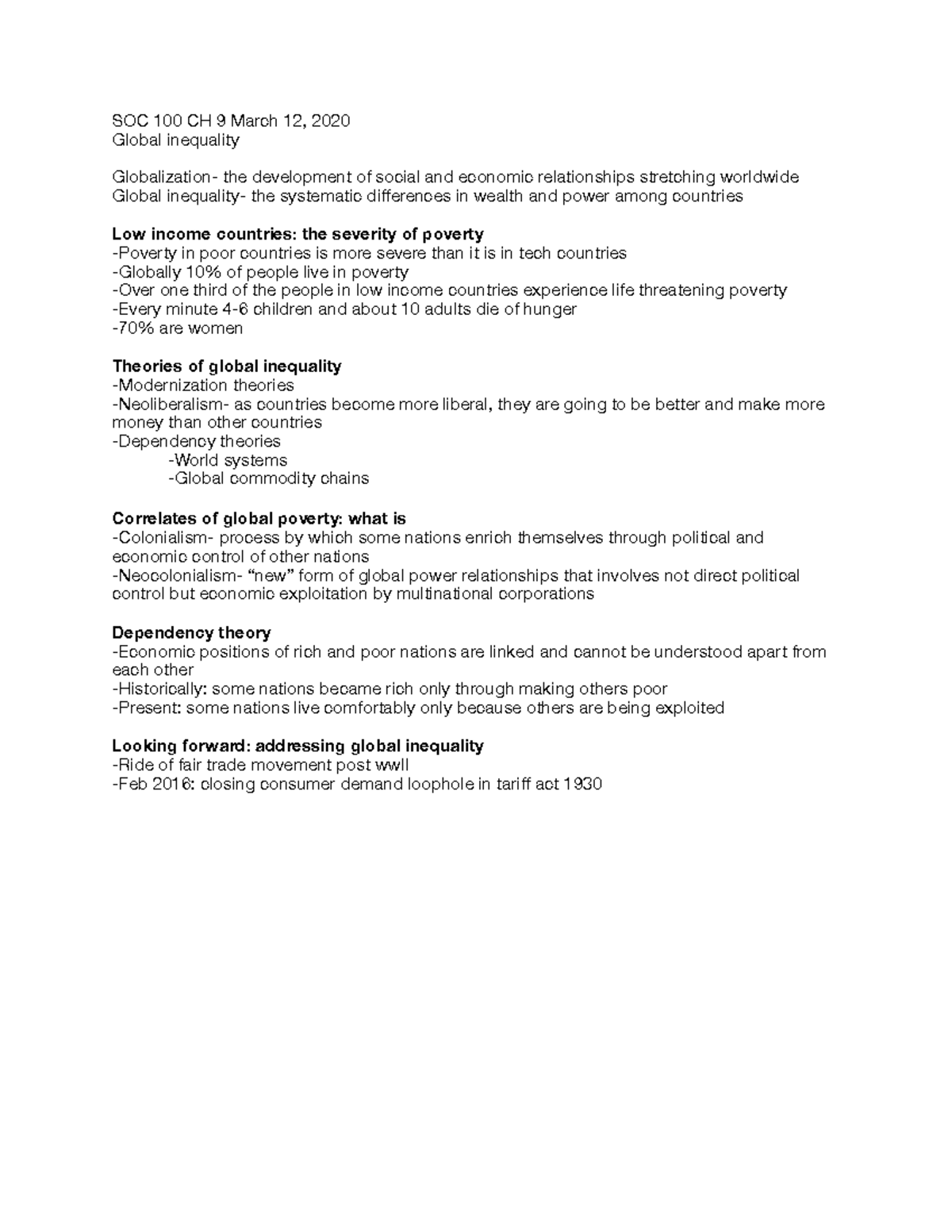 SOC CH 9 March 12, 2020 - SOC 100 CHAPTER NOTES - SOC 100 CH 9 March 12 ...