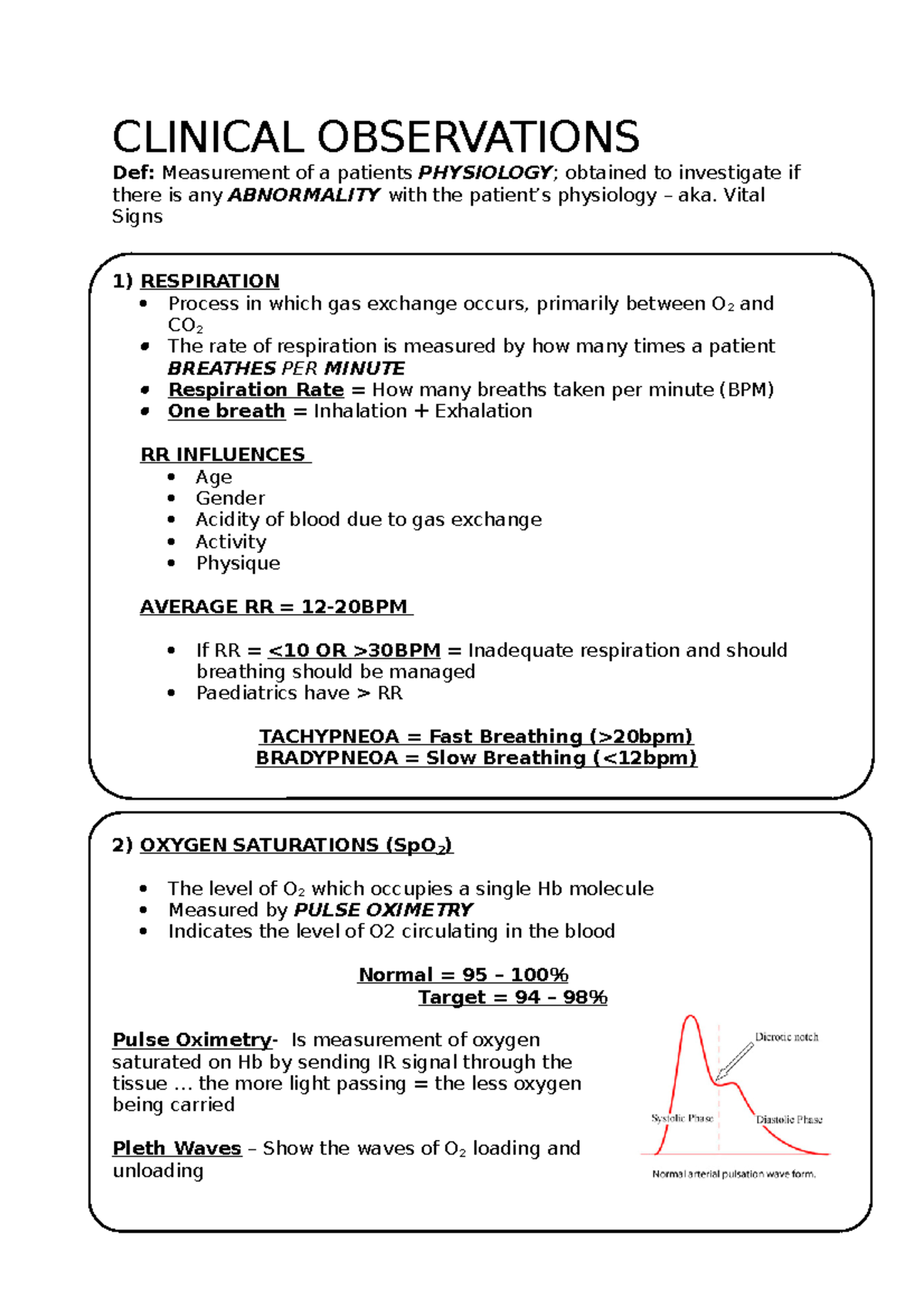 Clinical Observations - CLINICAL OBSERVATIONS Def: Measurement of a ...