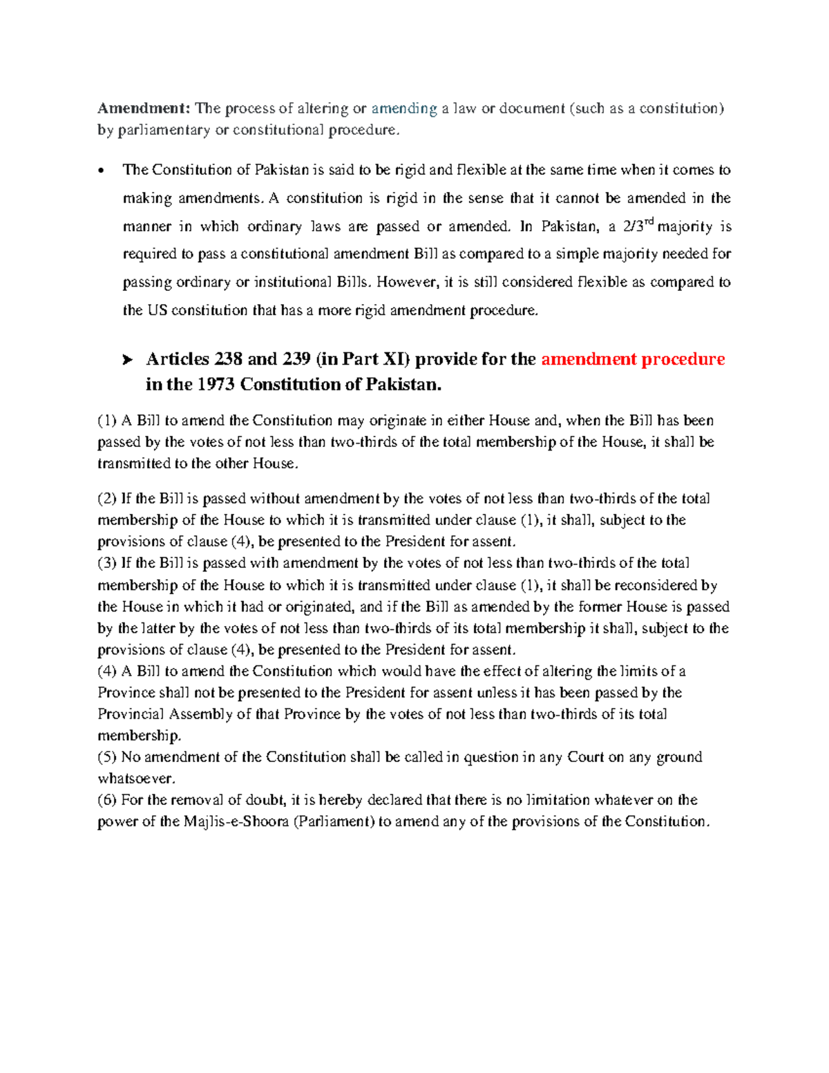 Amendments and Process - Amendment: The process of altering or amending ...