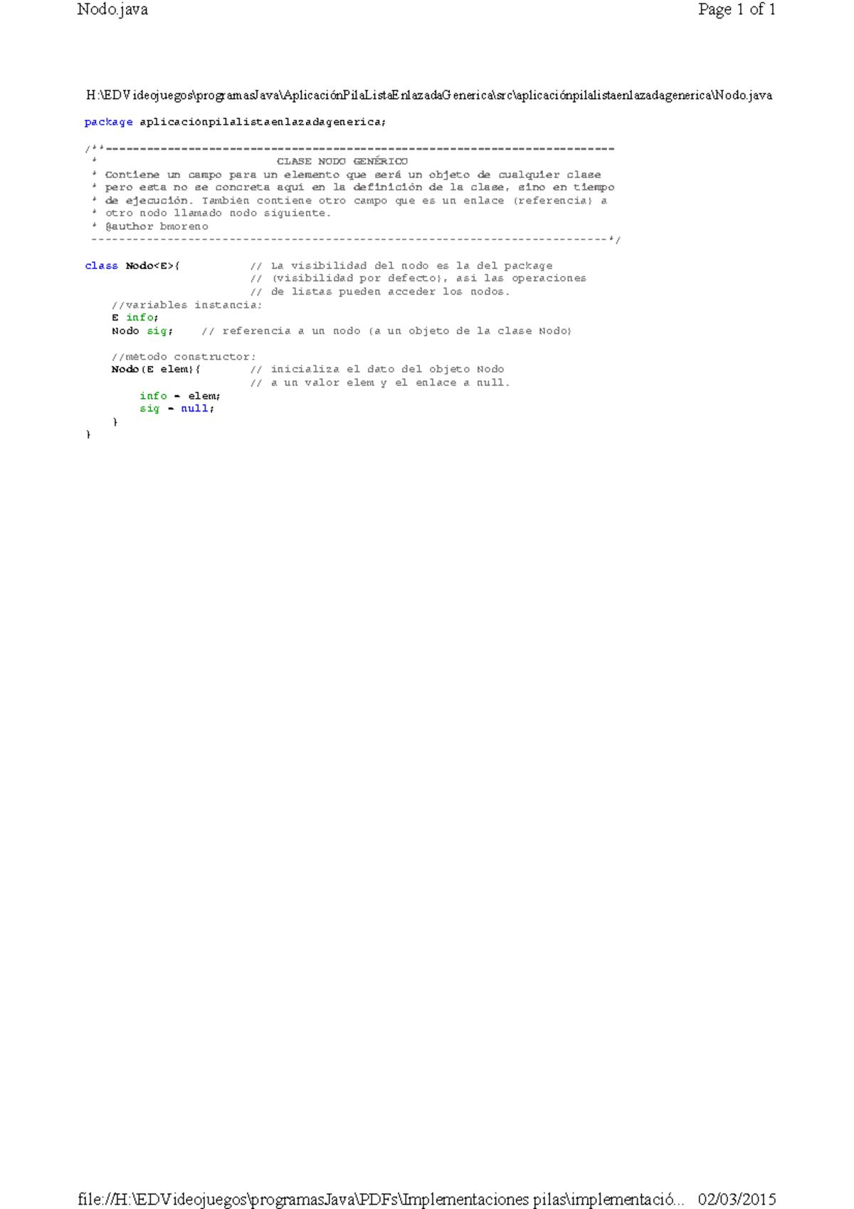 Nodo - Implementacion Pila - - Studocu