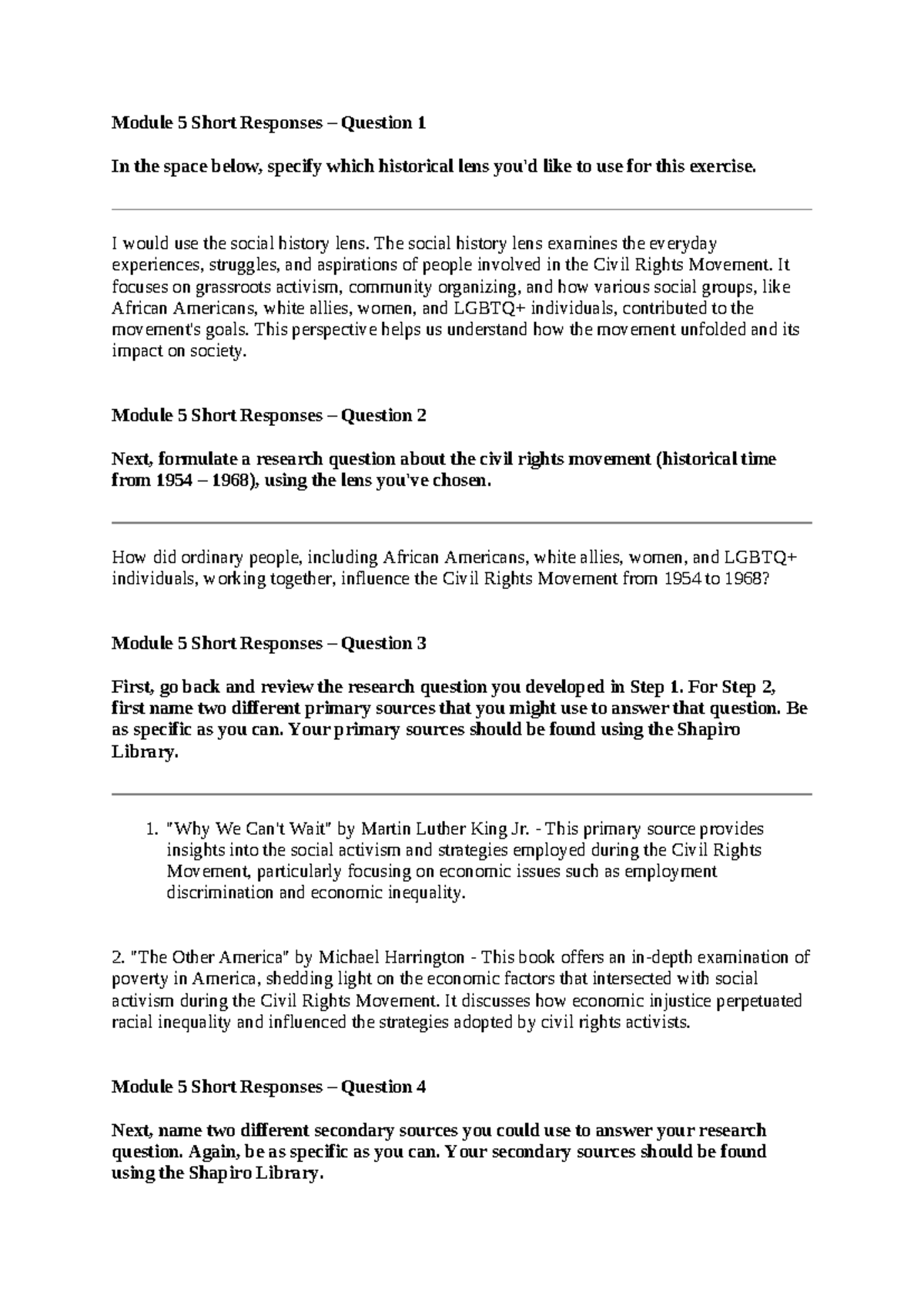 Michael Cox Module Five Short Answeres - Module 5 Short Responses ...