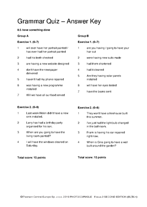 Focus 3 2E Test Unit7 Answers - © Pearson Central Europe Sp. z o. 2019 ...