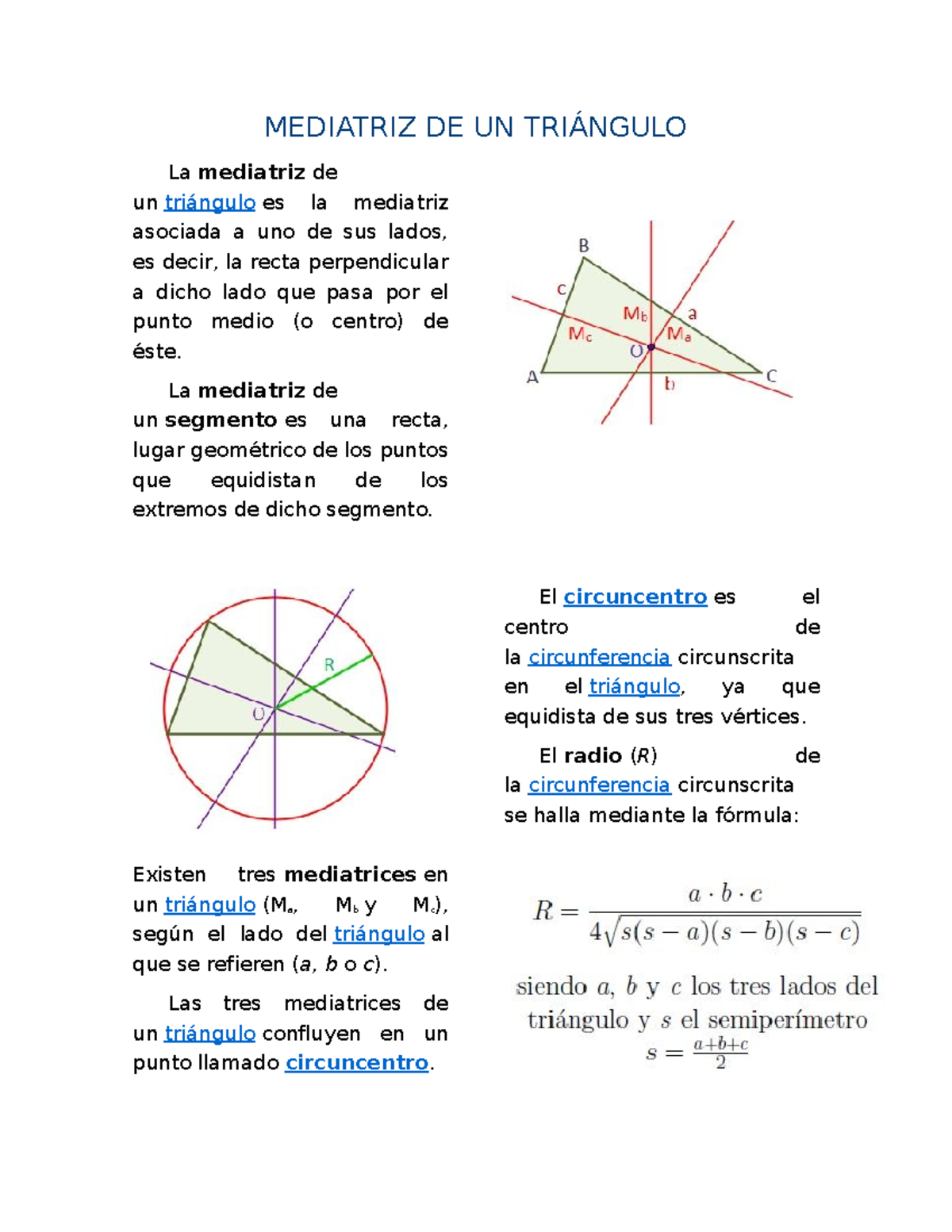 Mediatriz DE UN Triángulo - MEDIATRIZ DE UN TRIÁNGULO La mediatriz de ...