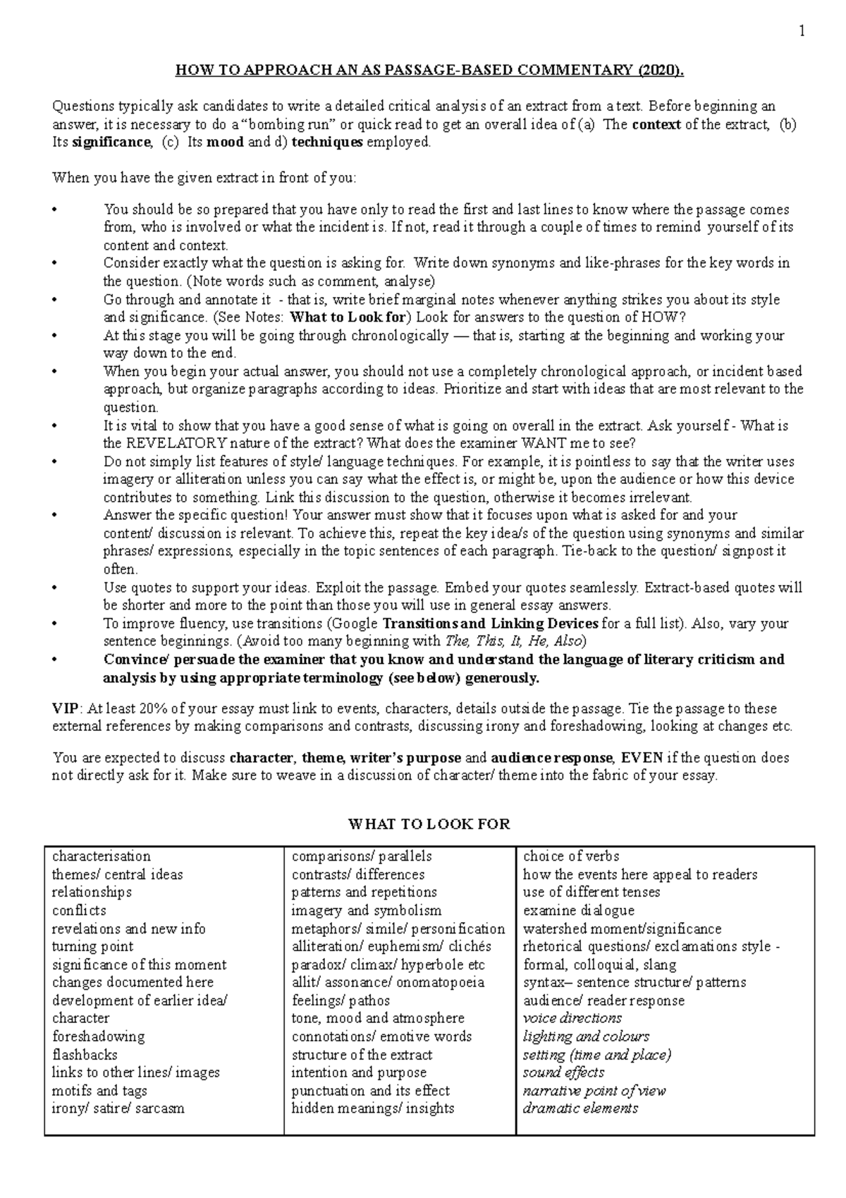 How to approach an AS passage text analysis commentary 2020 - HOW TO ...