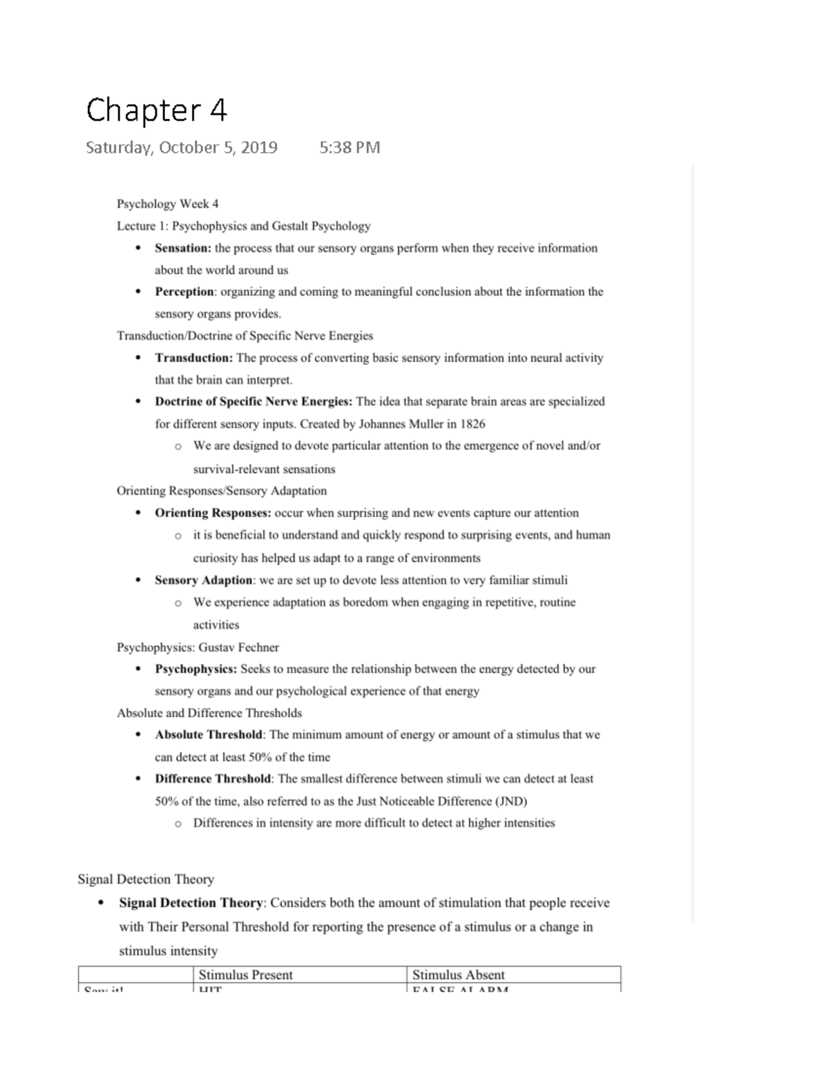 PSYC1200 Lecture 4 Notes - PSYC1200 - Chapter 4 Saturday, October 5 ...