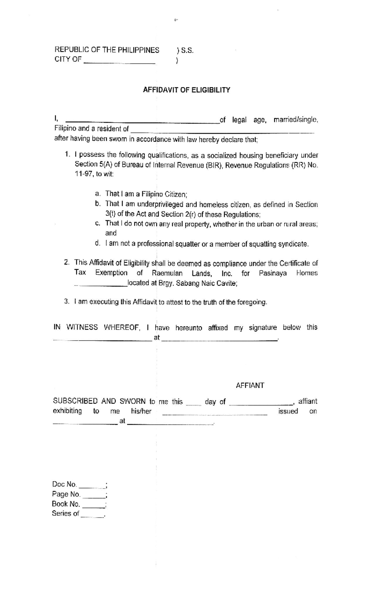 Affidavit-OF- Eligibility - Studocu