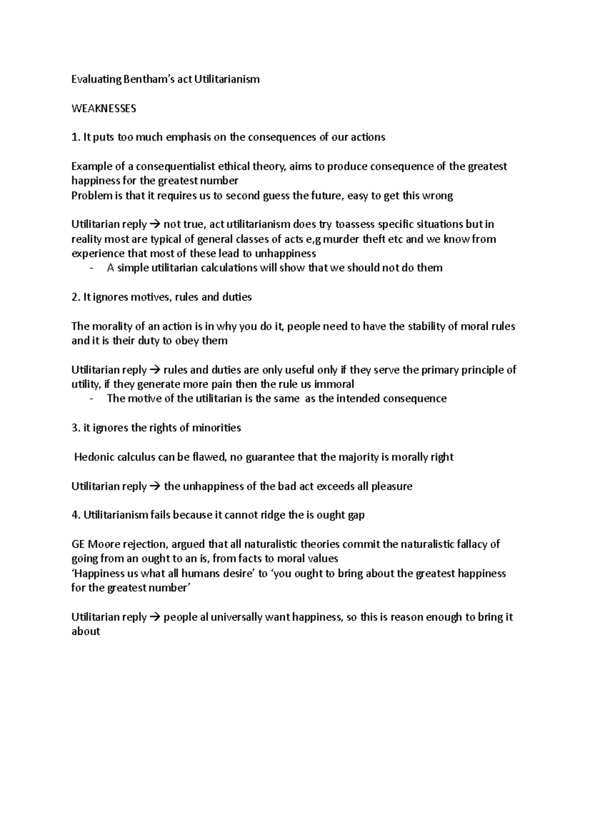 Evaluating Bentham - Philosophy of Religion - Evaluating Bentham’s act ...