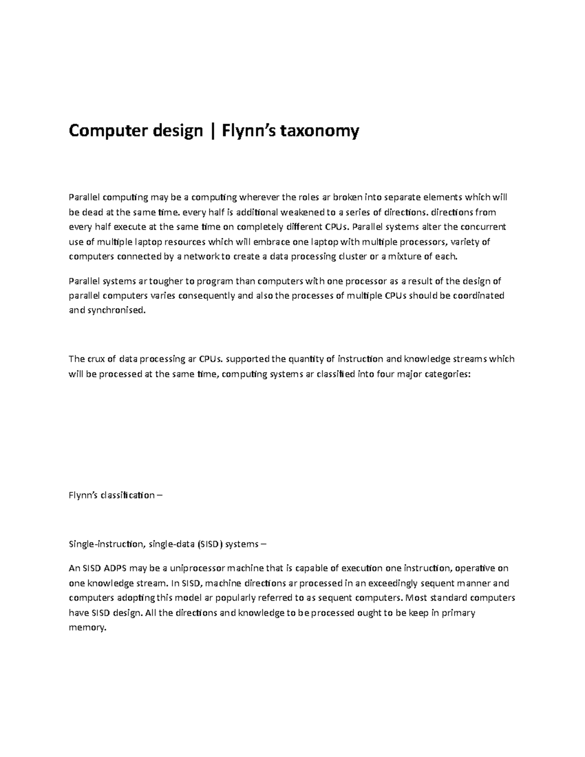 Computer design Flynn’s taxonomy - Computer design | Flynn’s taxonomy ...