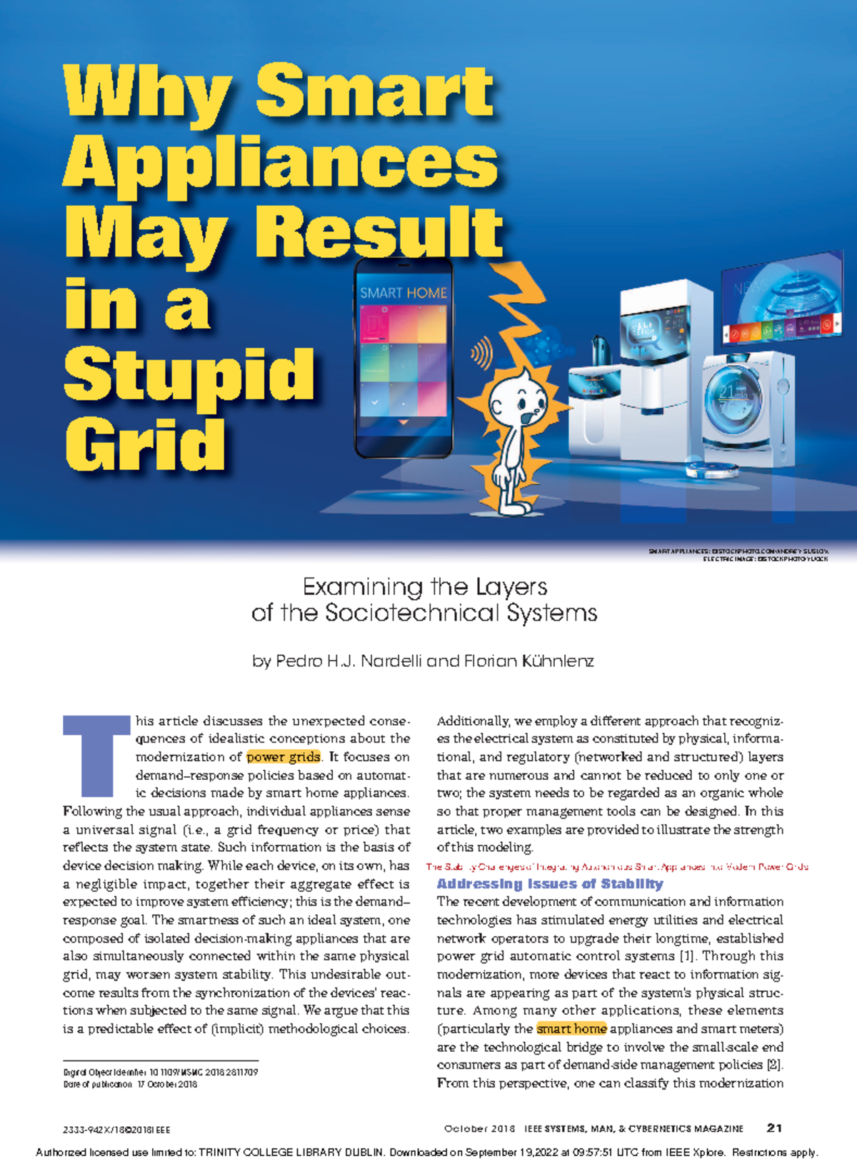 Why Smart Appliances May Result in a Stupid Grid Examining the Layers ...