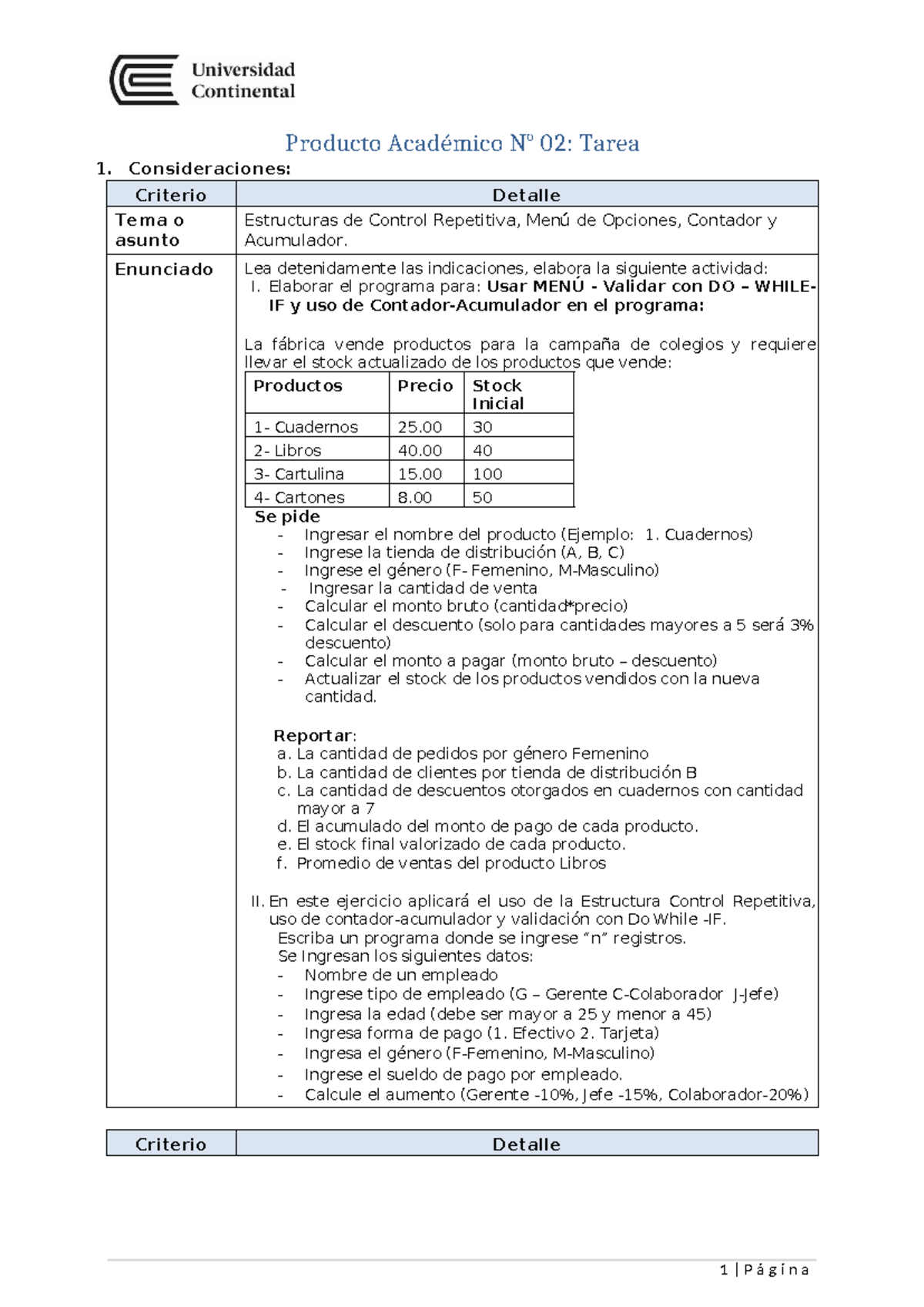 PA 02 Fundamentos Programacion - Tagged - Producto Académico N o 02: Tarea 1. Consideraciones ...