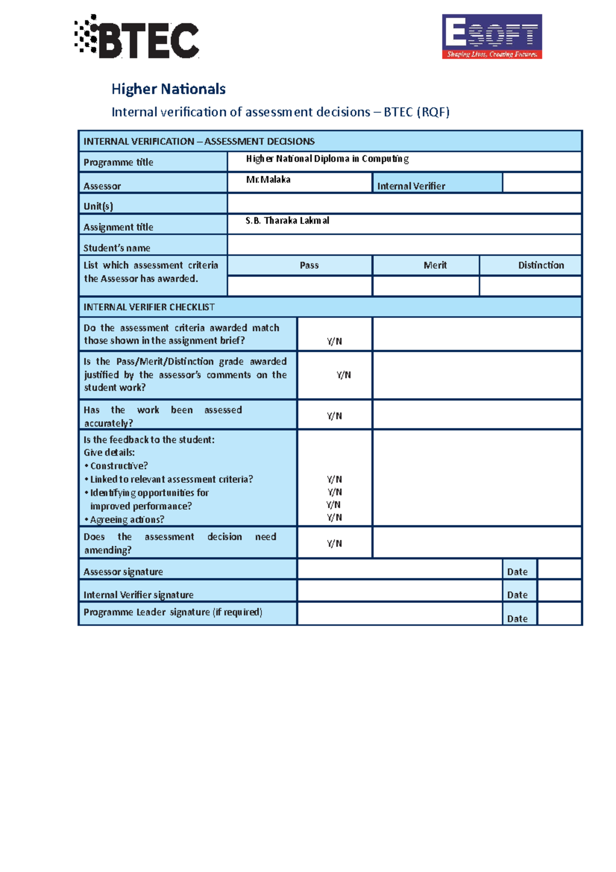 Programming - Complete Assignment - Higher Nationals Internal ...