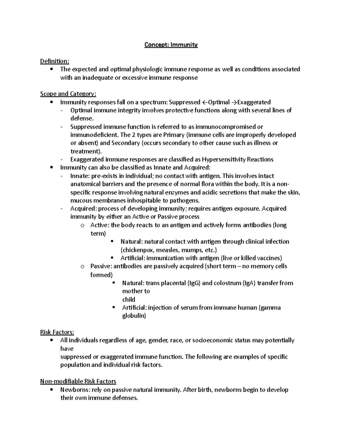 Concept Immunity - Concept: Immunity Definition: The expected and ...