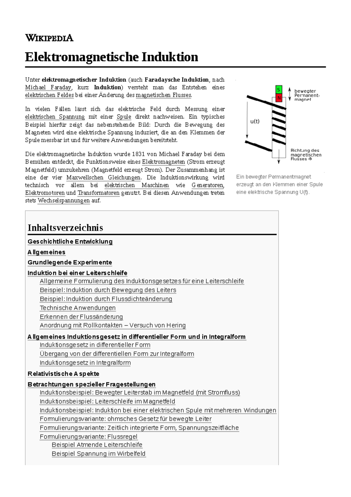 Elektromagnetische Induktion - Ein bewegter Permanentmagnet erzeugt an ...