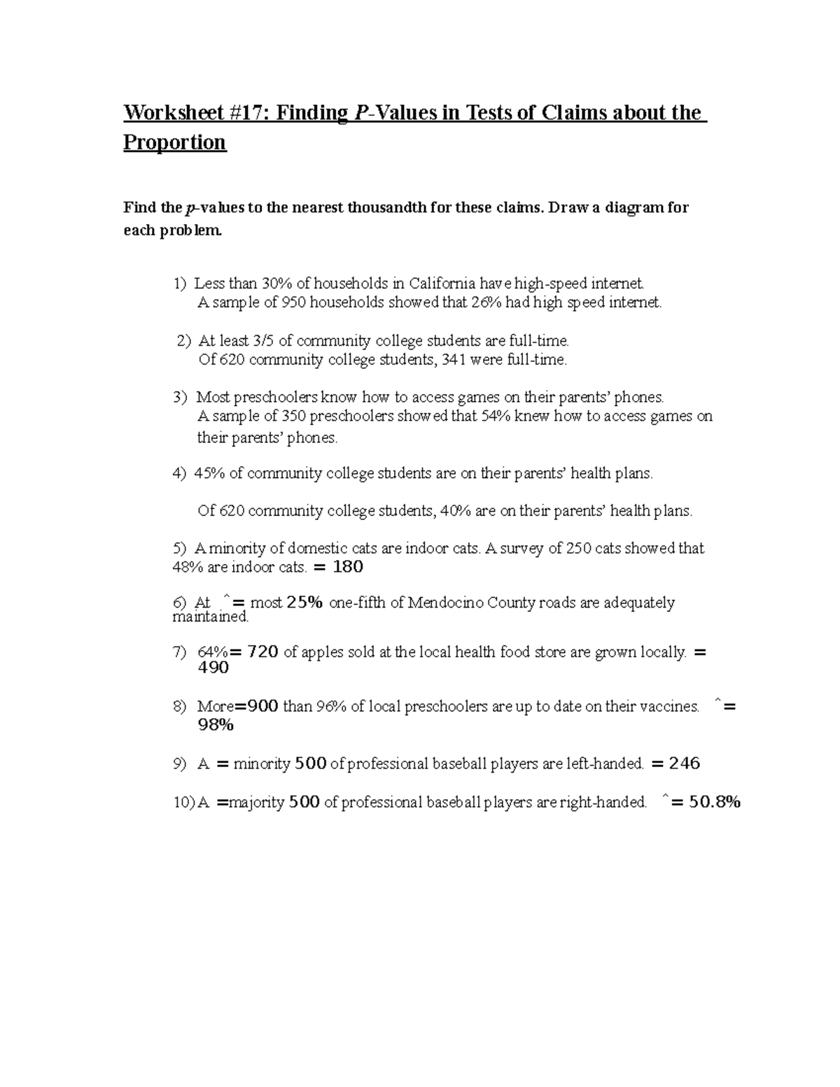 P value - This is coursework for survey of statistics. This is a ...