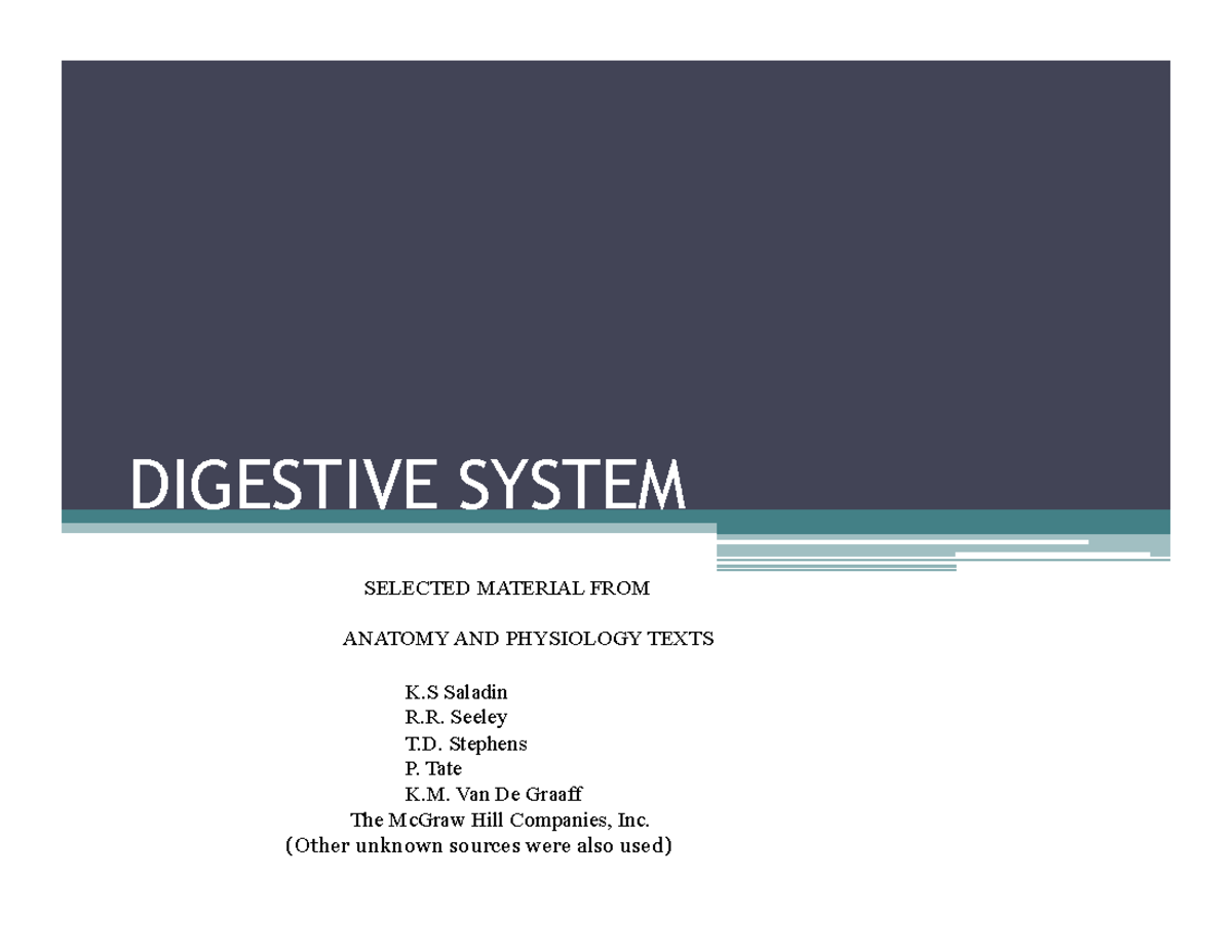 Anatomy Lab #10 - Digestive System - PHSC 2302 - DIGESTIVE SYSTEM ####### SELECTED MATERIAL FROM ...