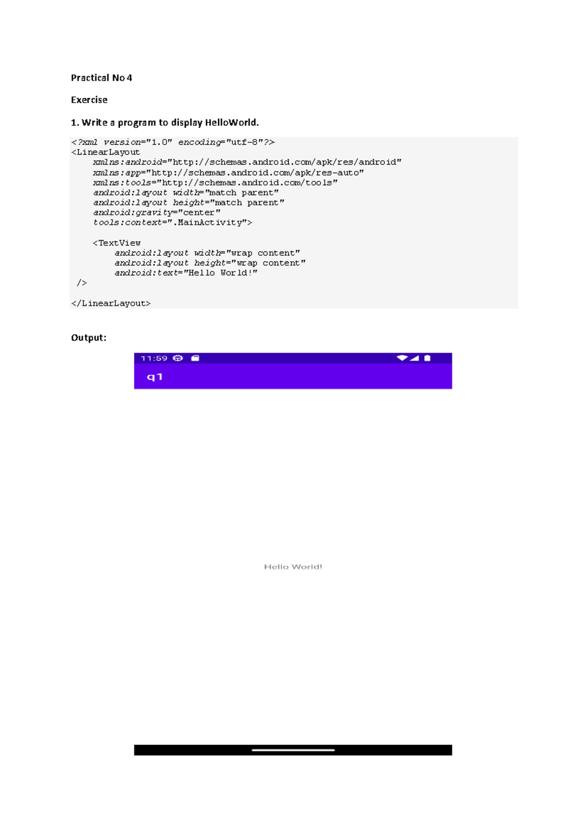 MAD practicals-1 - ..idisiskse - Practical No 4 Exercise 1. Write a program to display ...