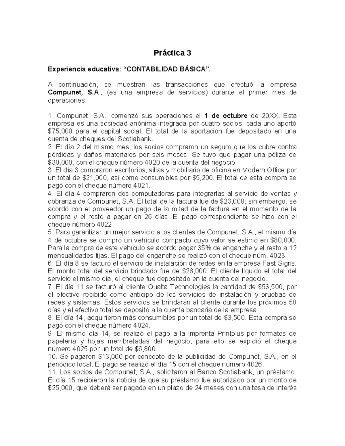 Practicas de contabilidad Compunet - Práctica 3 Experiencia educativa ...