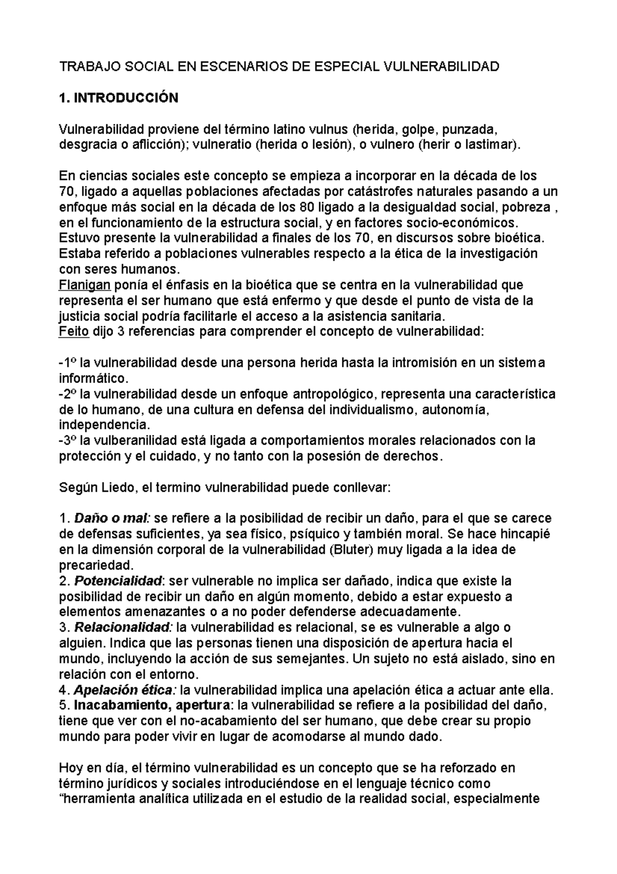 Apuntes Vulne 1-9 - Del tema 1 al 9 - TRABAJO SOCIAL EN ESCENARIOS DE ...