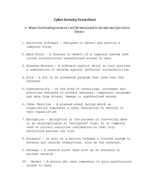 Cyber Security Basic Term Sheet PART 2 - Cyber Security Term Sheet Know ...