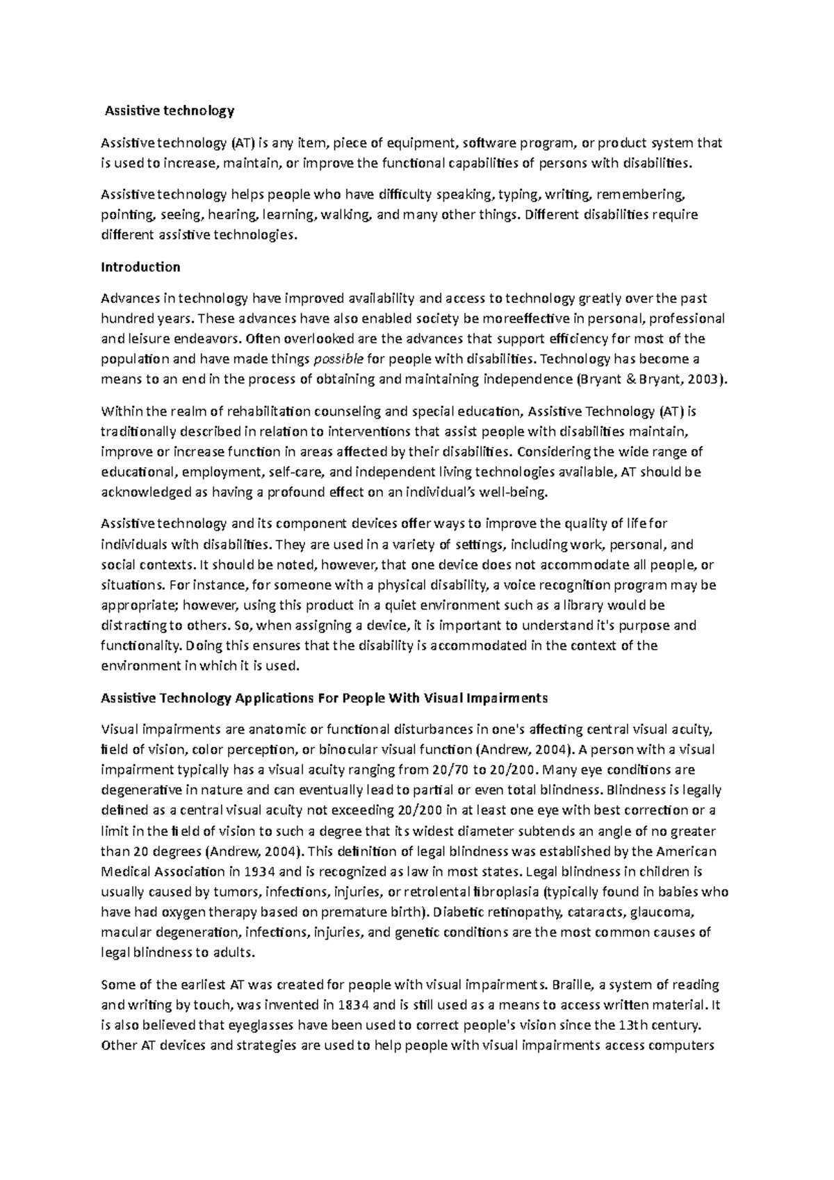 Assistive technology case study - Assistive technology Assistive ...