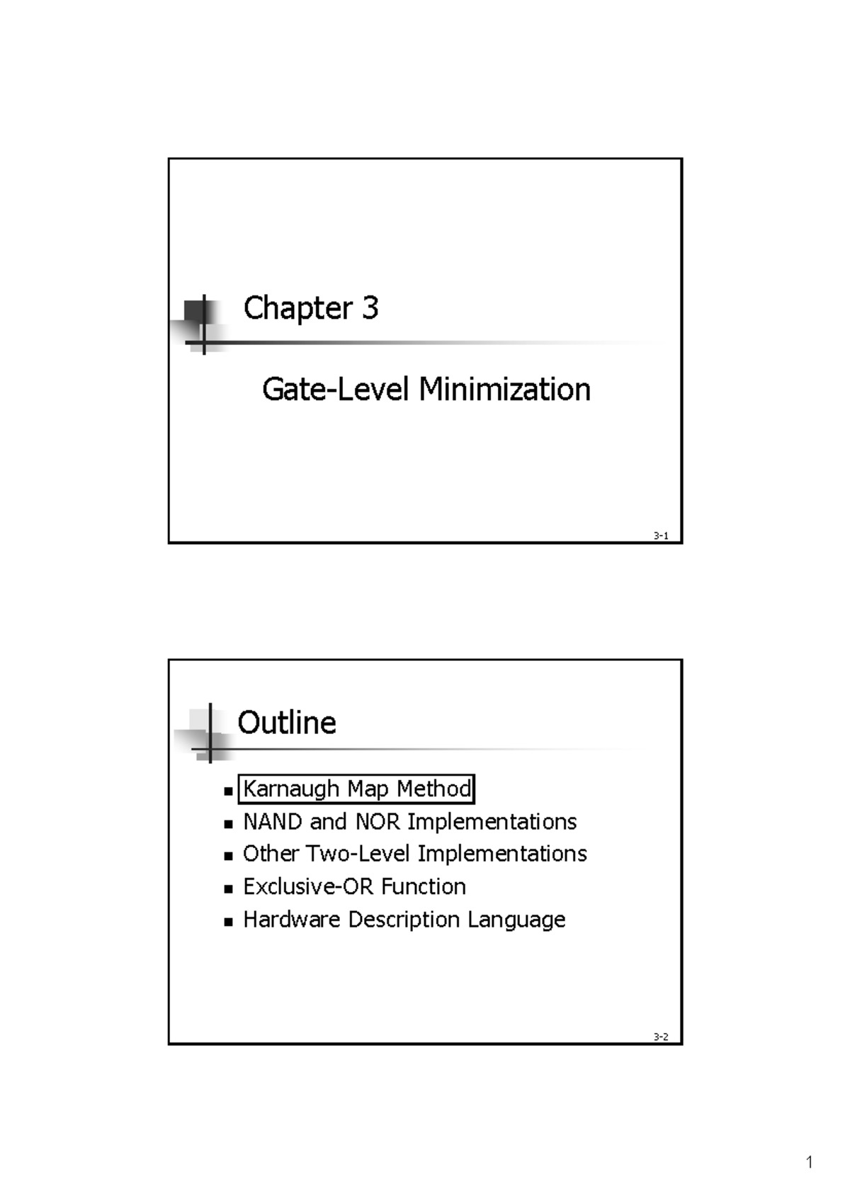 DE notes 1 - 3- Chapter 3 Gate-Level Minimization 3- Outline ! Karnaugh ...