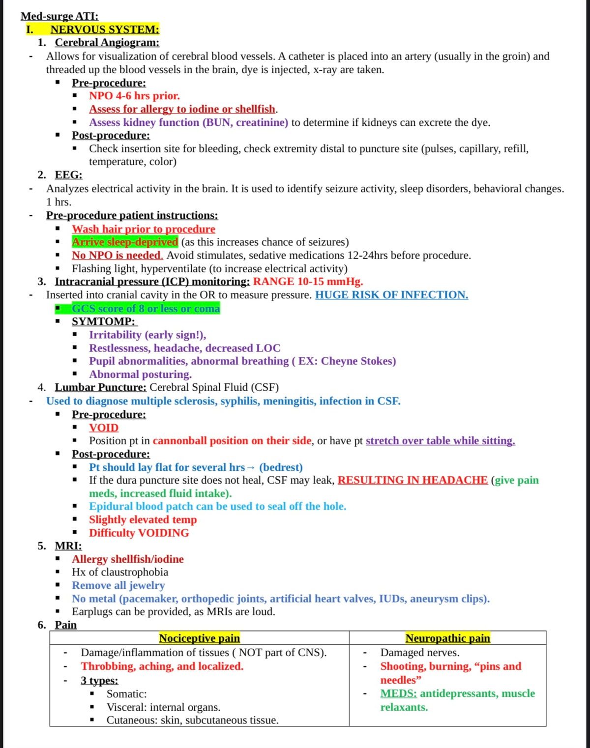 ATI Notes - NUR216 - Studocu