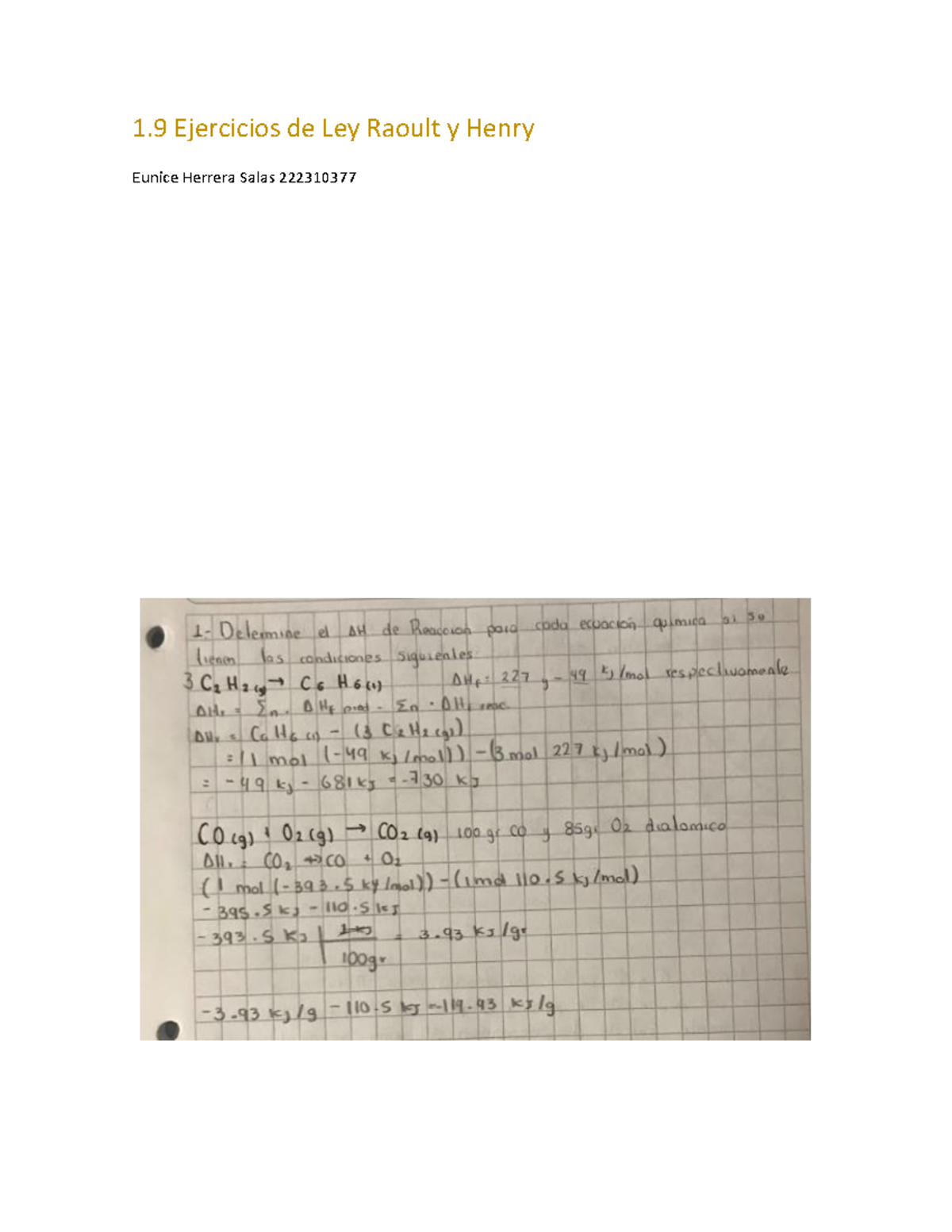 1.9 Ejercicios de Ley Raoult y Henry - Termodinamica - 1 Ejercicios de Ley Raoult y Henry Eunice ...