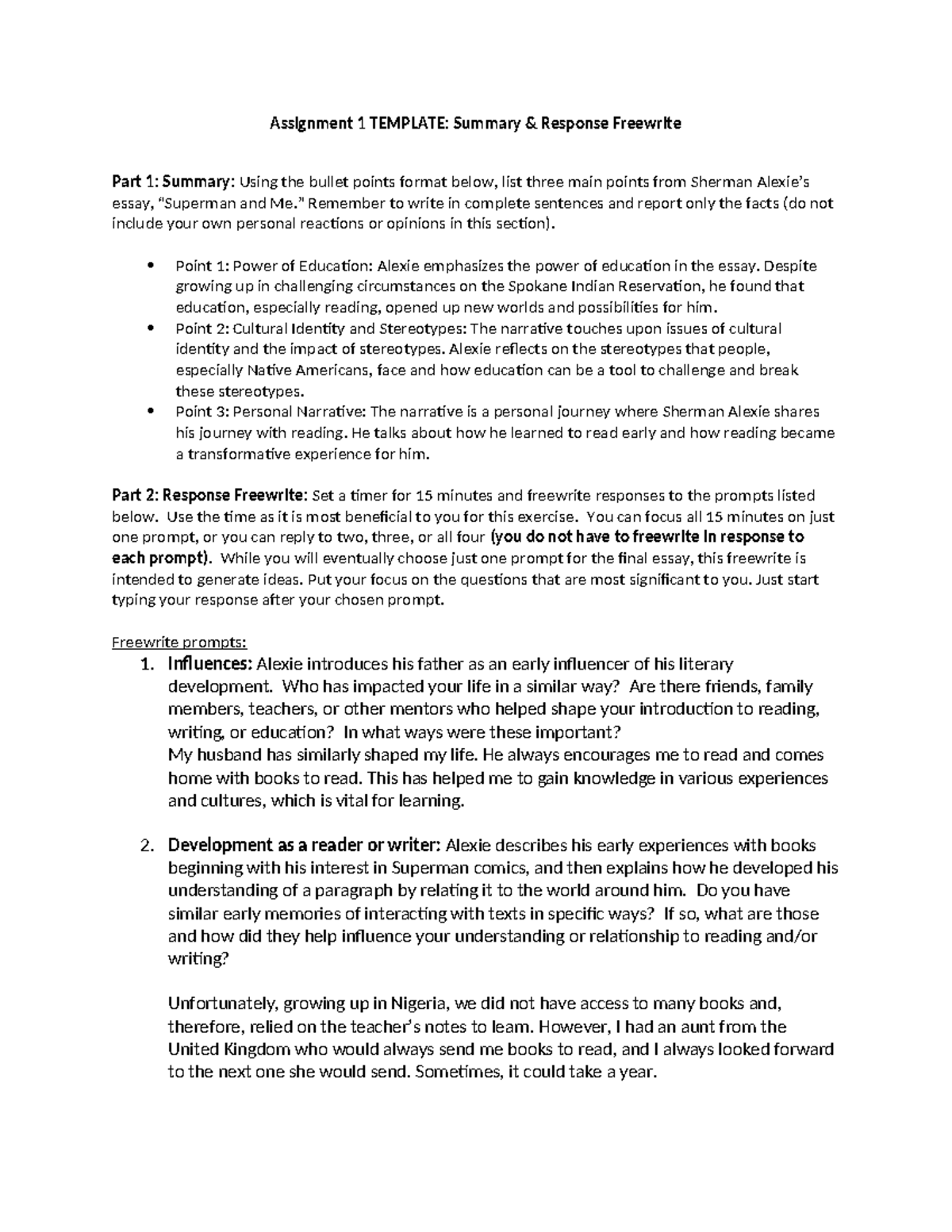 Egbon Assignment 1 - essay - Assignment 1 TEMPLATE: Summary & Response ...