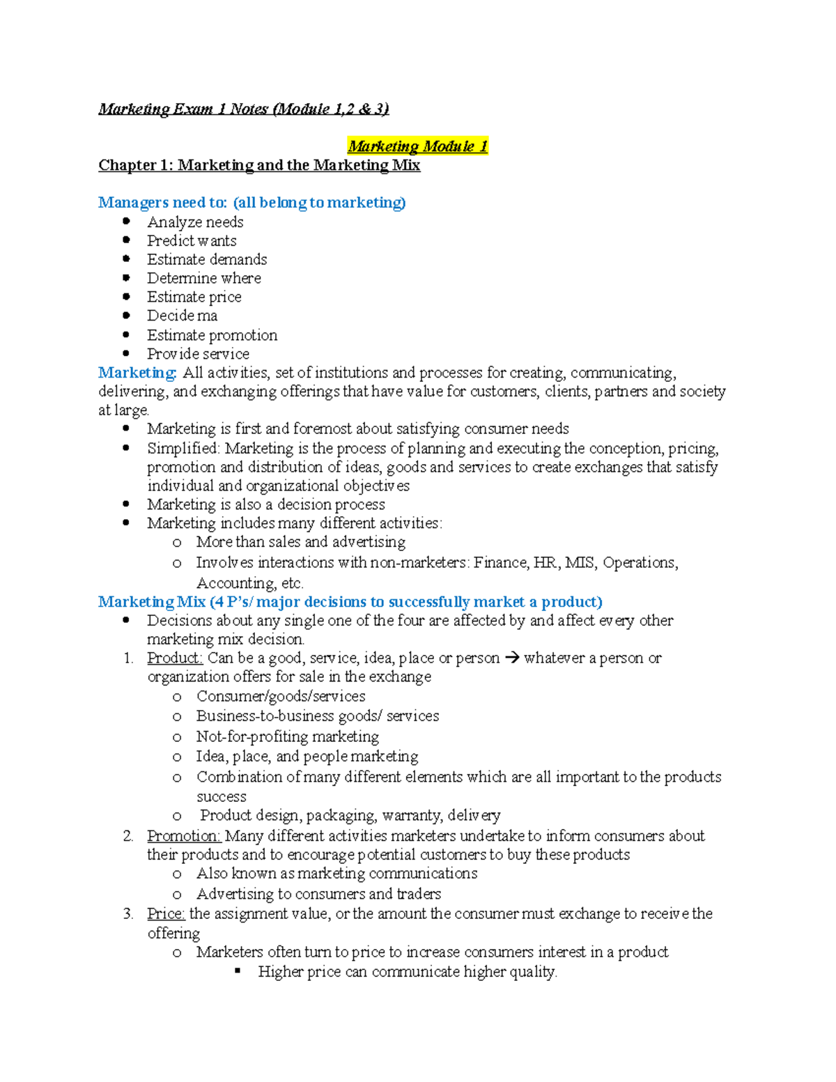 Marketing Exam 1 Notes - Prof. Alejandra Marin Melo - Marketing Exam 1 ...