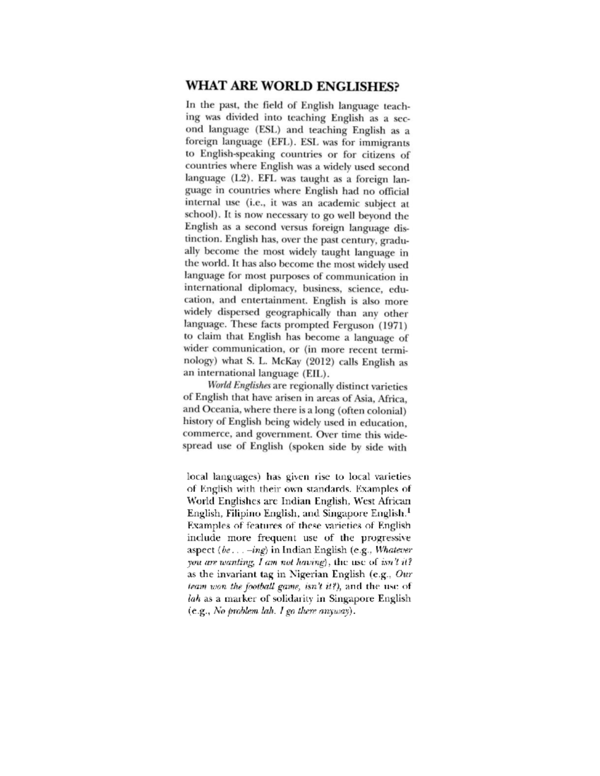 World-Englishes - Word Englishes - Bachelor of Technology Livelihood ...