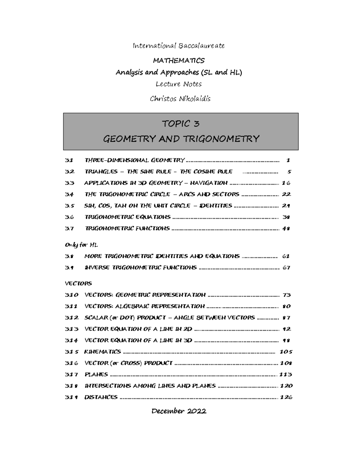 Topic 3. Geometry and Trigonometry - International Baccalaureate ...