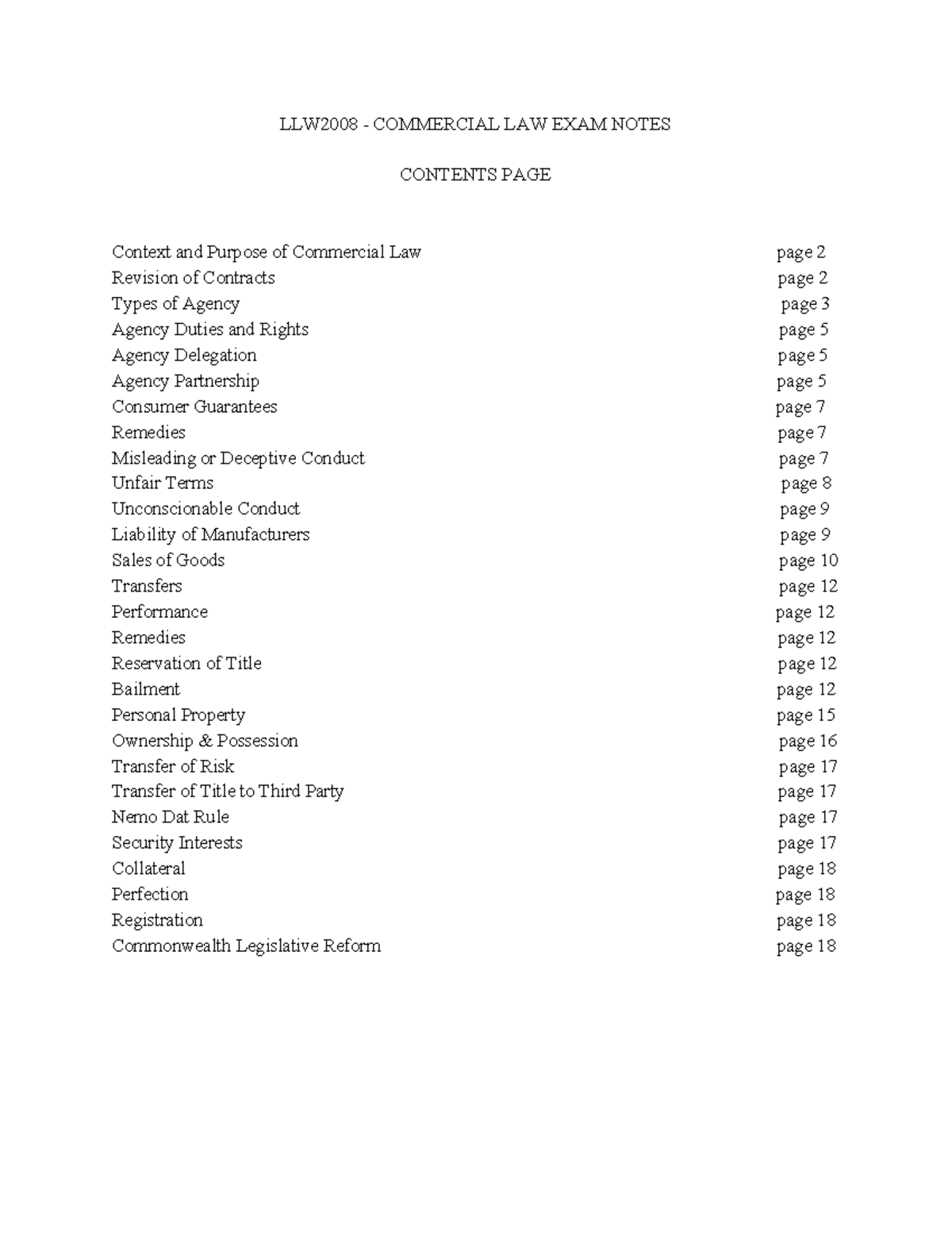 LLW2008 - Commercial LAW EXAM Notes - LLW2008 - COMMERCIAL LAW EXAM ...
