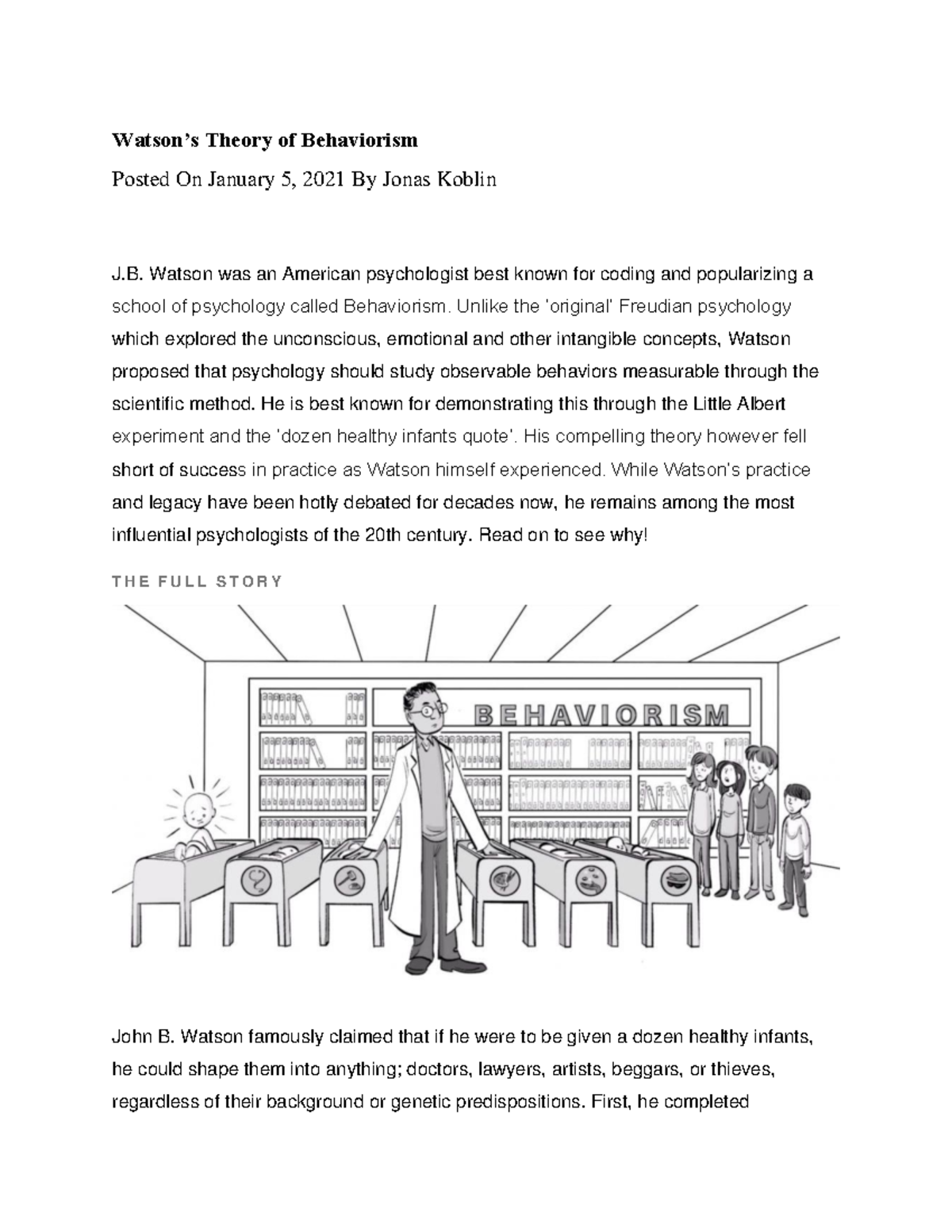 John Watson-Behaviourism - Watson’s Theory of Behaviorism Posted On ...