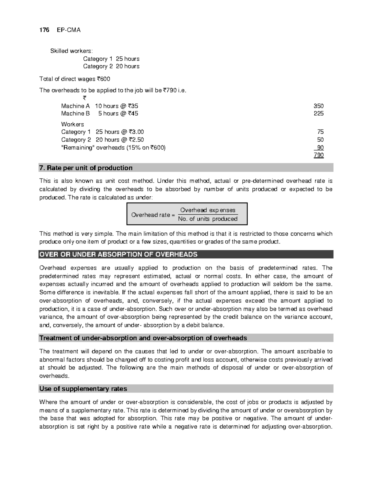 OVER OR Under Absorption OF Overheads - 176 EP-CMA Skilled workers ...