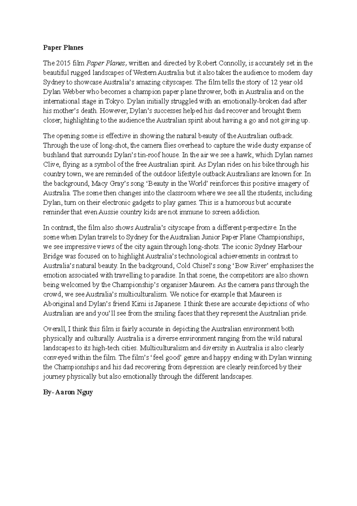 Paper Planes Assessment - Paper Planes The 2015 film Paper Planes ...