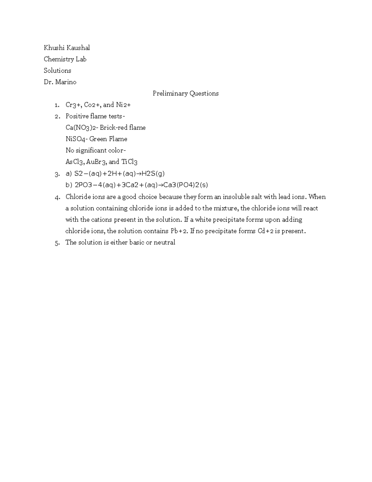 Solution PQs - Lab PQS - Khushi Kaushal Chemistry Lab Solutions Dr ...