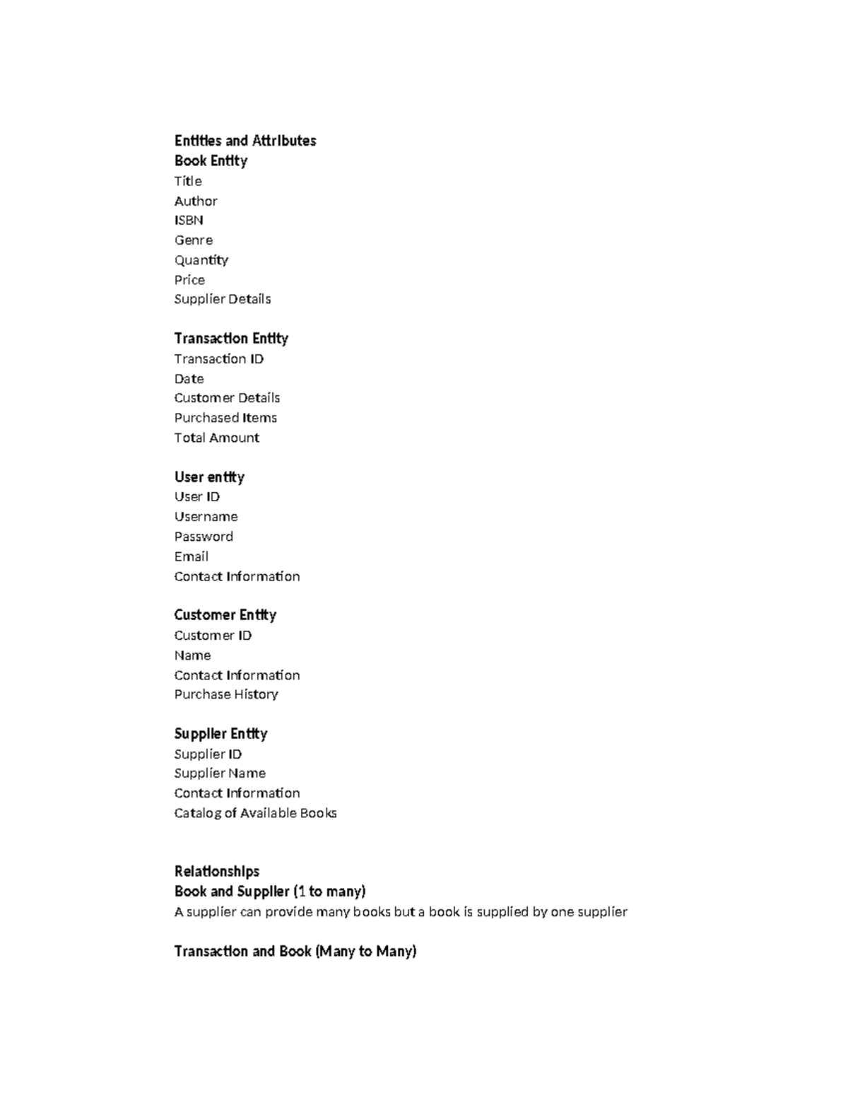 Doc1 - study material that helps students - Entities and Attributes ...