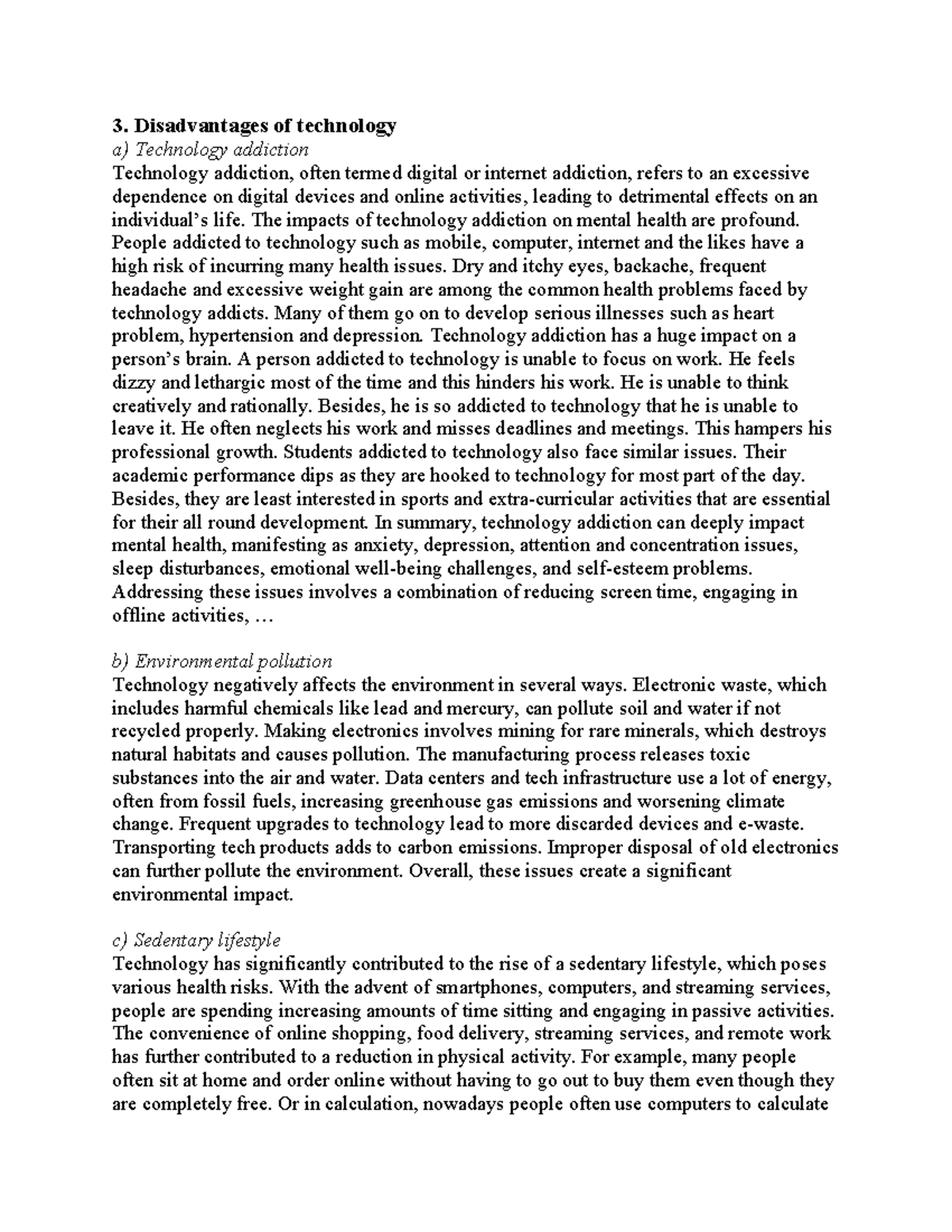 Disadvantages of technology - 3. Disadvantages of technology a ...