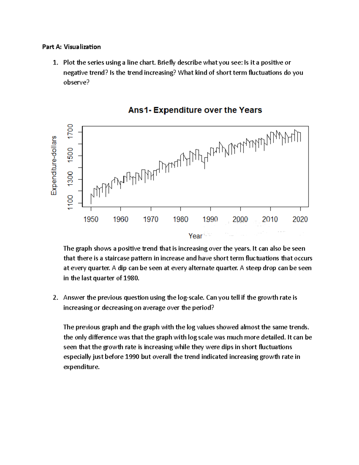 Vinaya Ikkshita ECON 102 Assignment I - Part A: Visualization Plot the series using a line chart ...