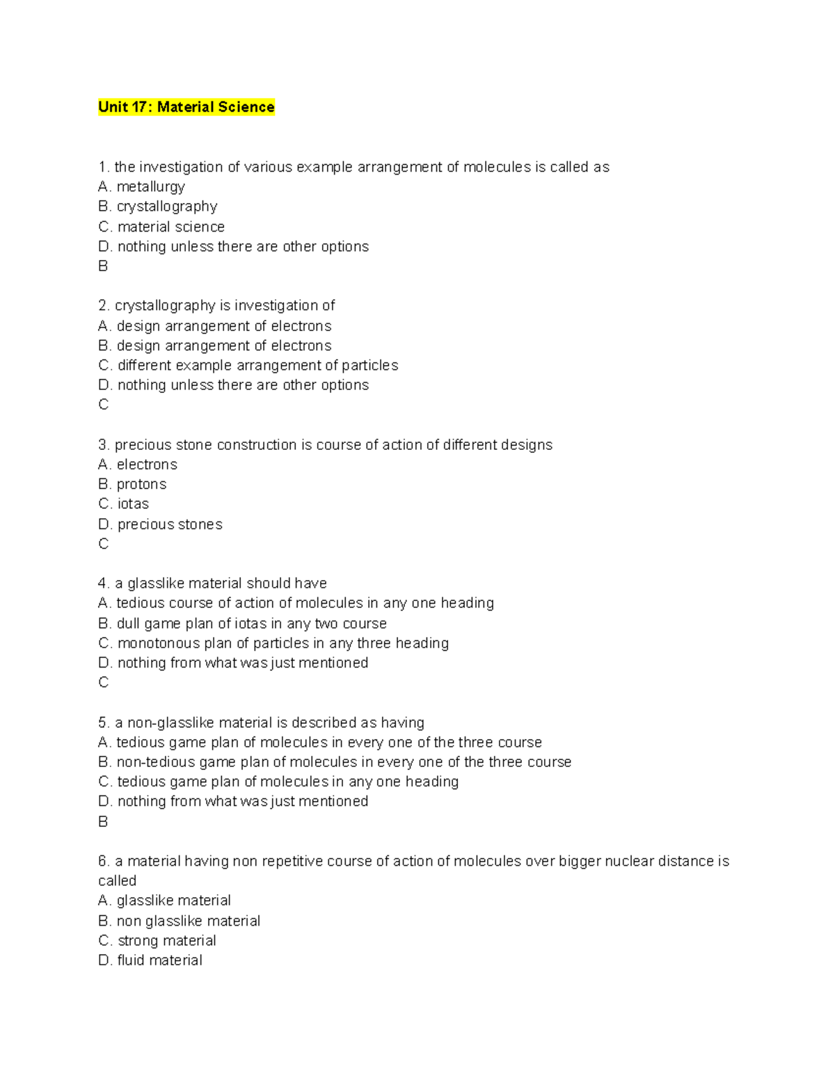 Unit 17 Material Science - Unit 17: Material Science the investigation ...