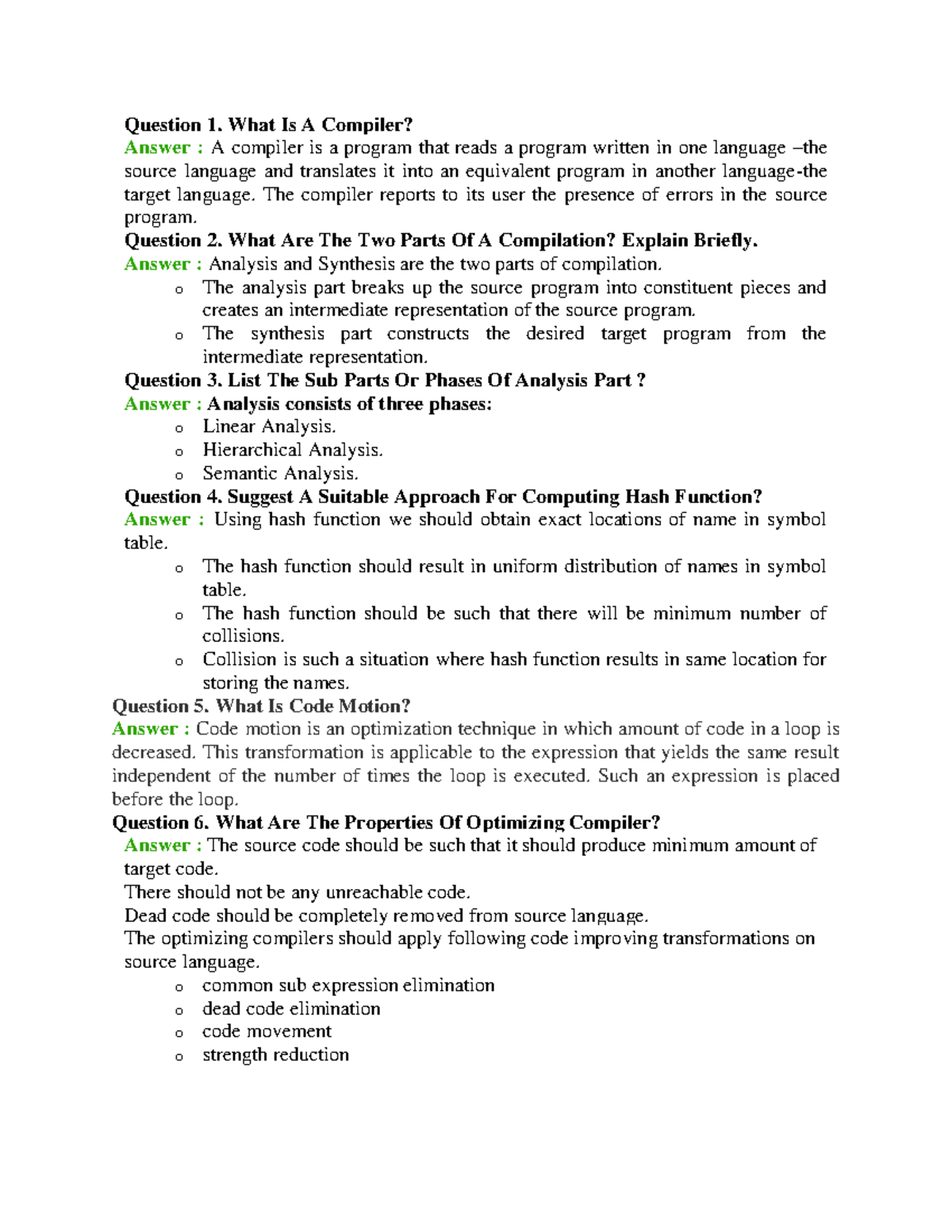 Viva Question - Question 1. What Is A Compiler? Answer : A compiler is ...