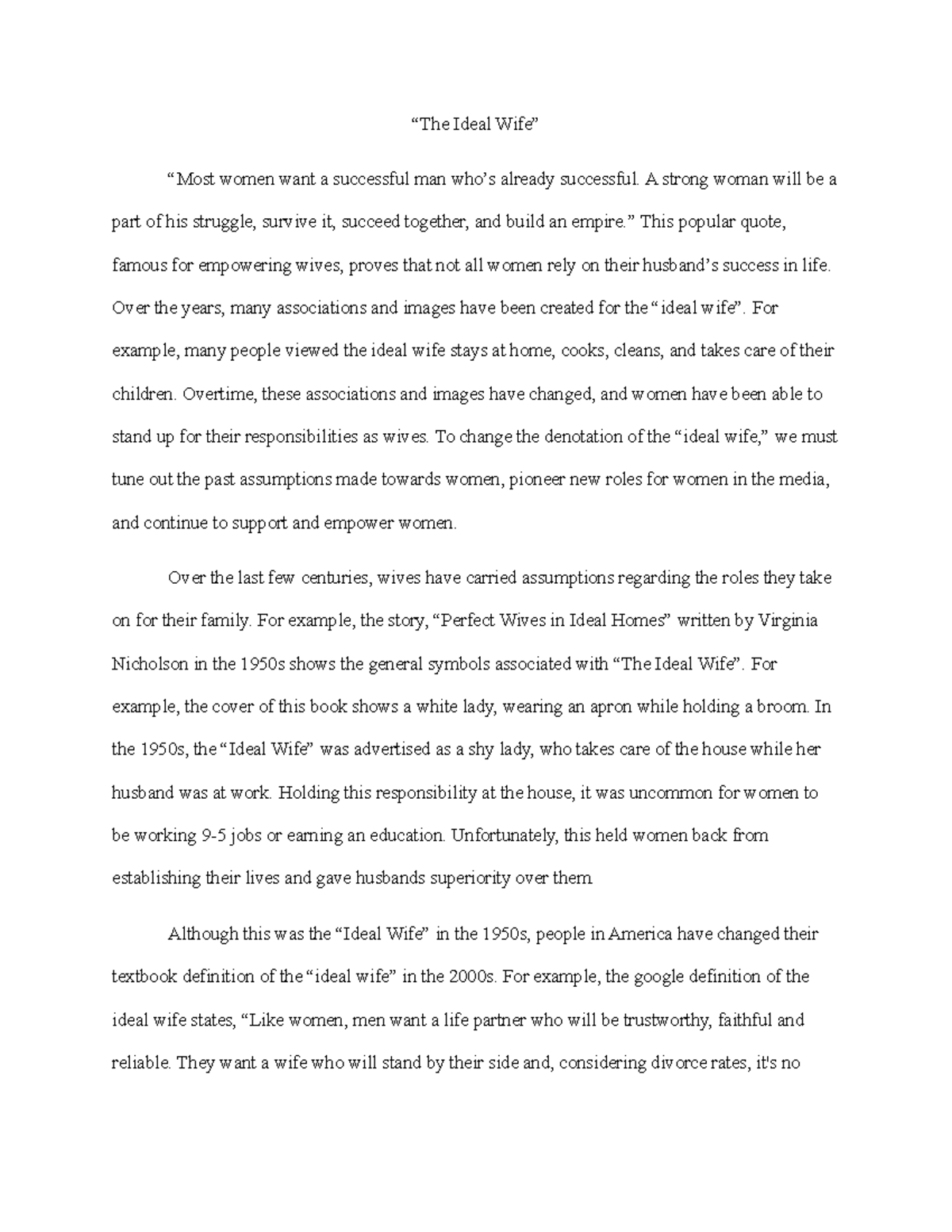Defintion Essay Draft The Ideal Wife Most Women Want A Successful defintion-essay-draft-the-ideal-wife-most-women-want-a-successful