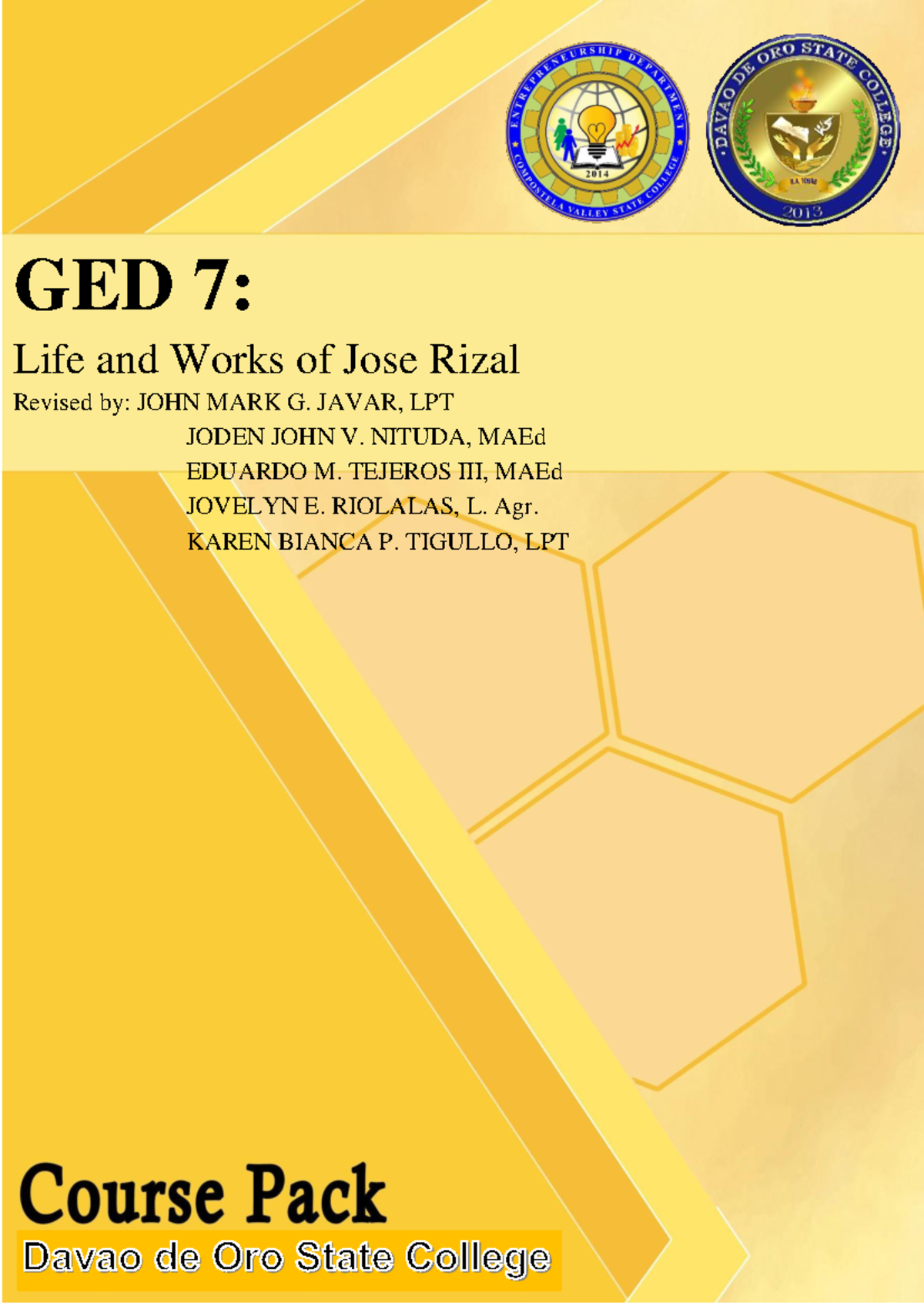 GED 7 Life and Works of Jose Rizal - EXCELLENCE INTEGRITY SOLIDARITY ...