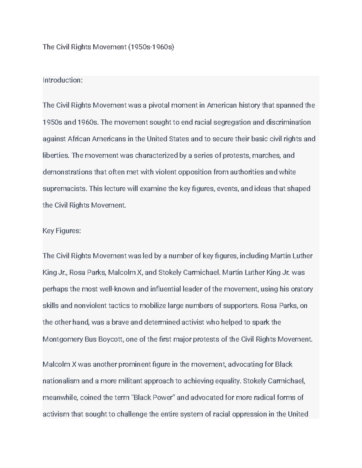 The Civil Rights Movement (1950s-1960s) - The Civil Rights Movement ...