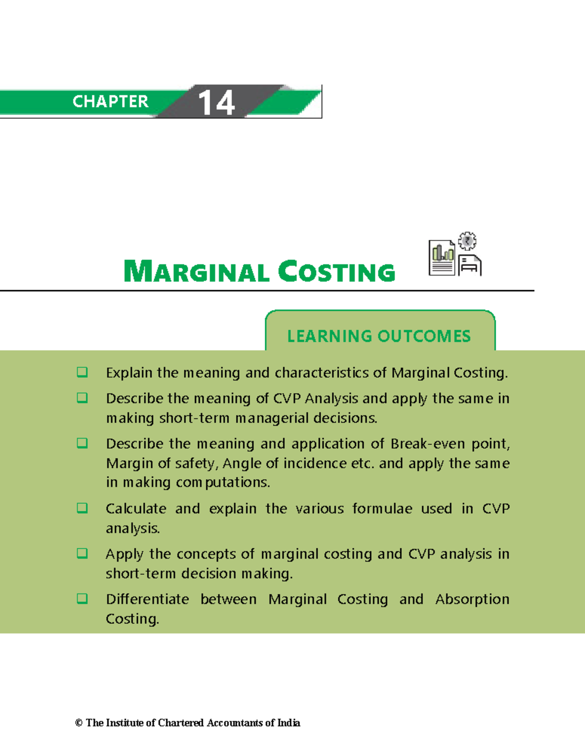 CMA - Marginal Costing Unit 2 and Unit 3 - LEARNING OUTCOMES MARGINAL ...