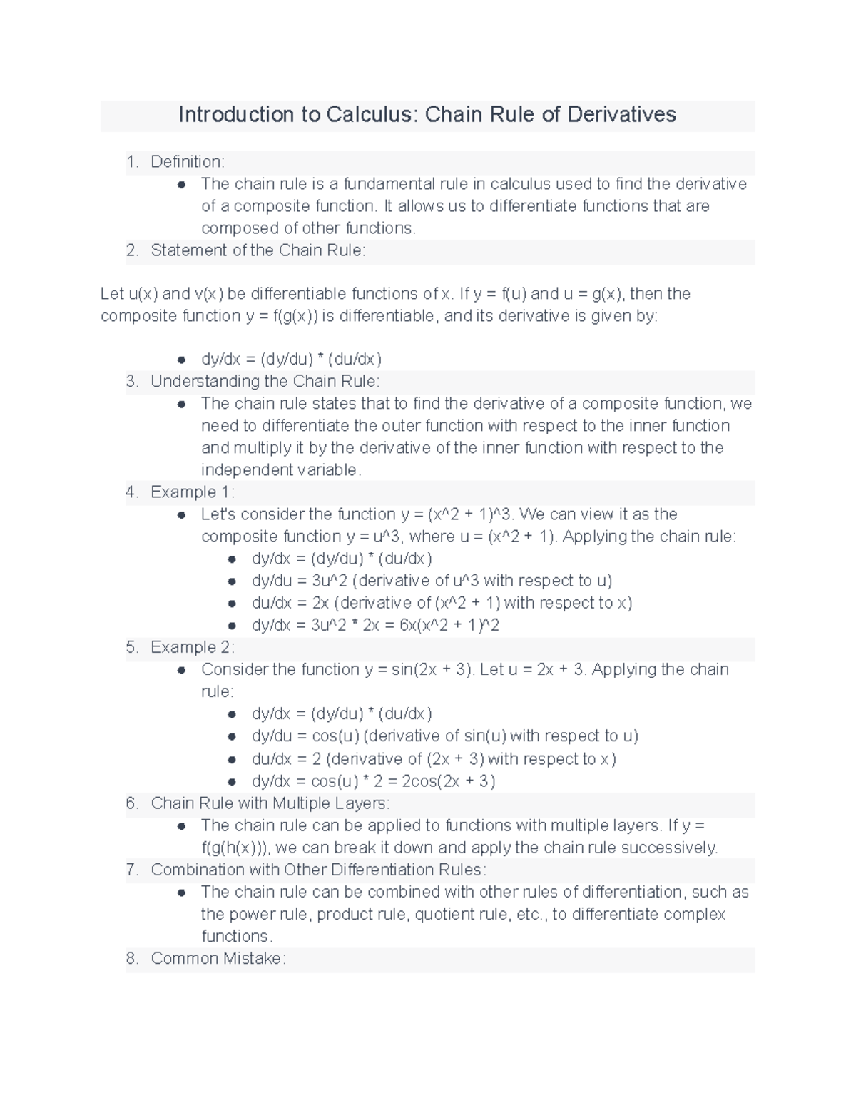 Introduction to Calculus - Chain Rule of Derivatives - Introduction to ...