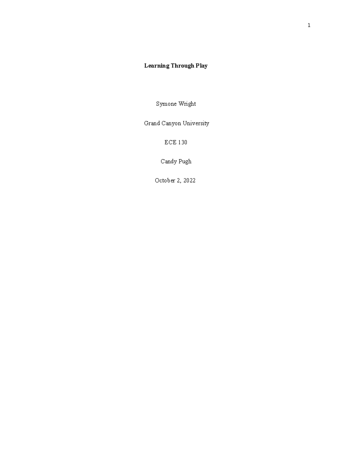 Learn and play wright - Learning Through Play Symone Wright Grand ...