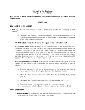 Module 1 - Sales - Lesson 3 - University of the Cordilleras RFBT 3 ...