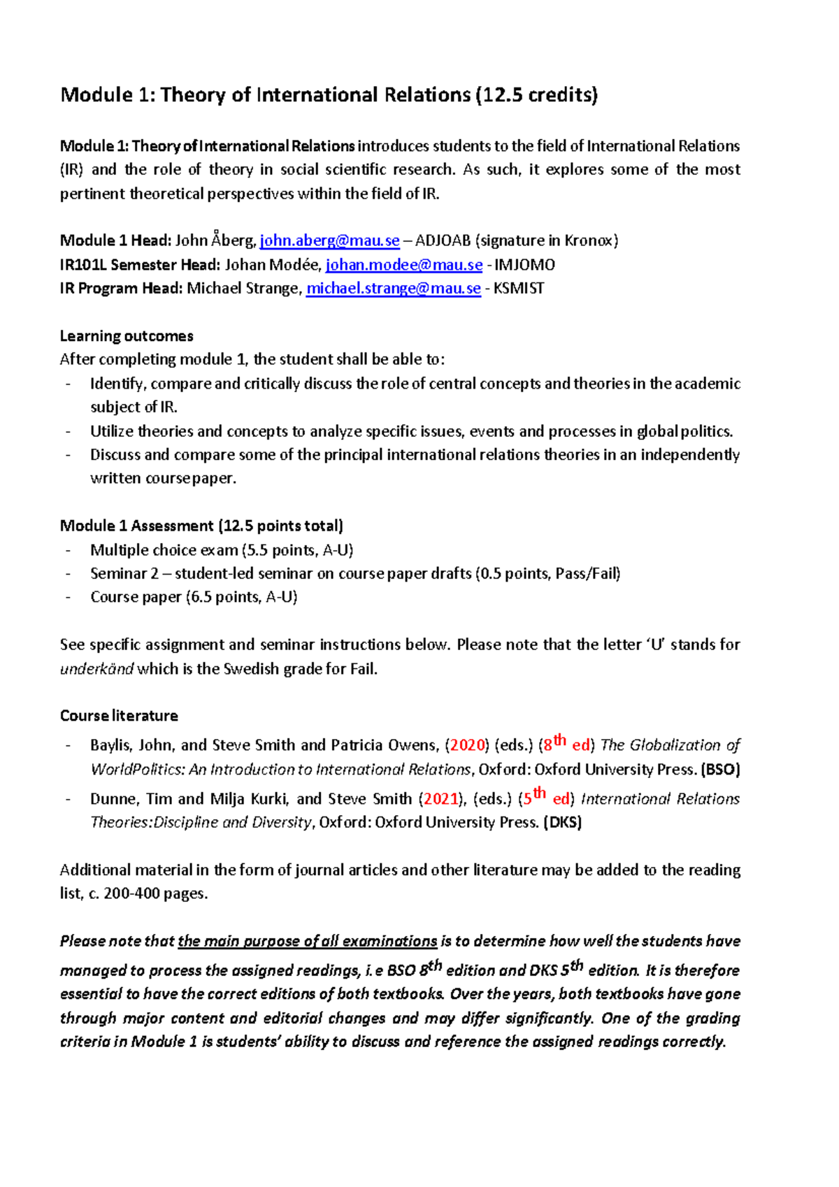 IR Theory Module Guide 2022 HT final version - Module 1: Theory of ...